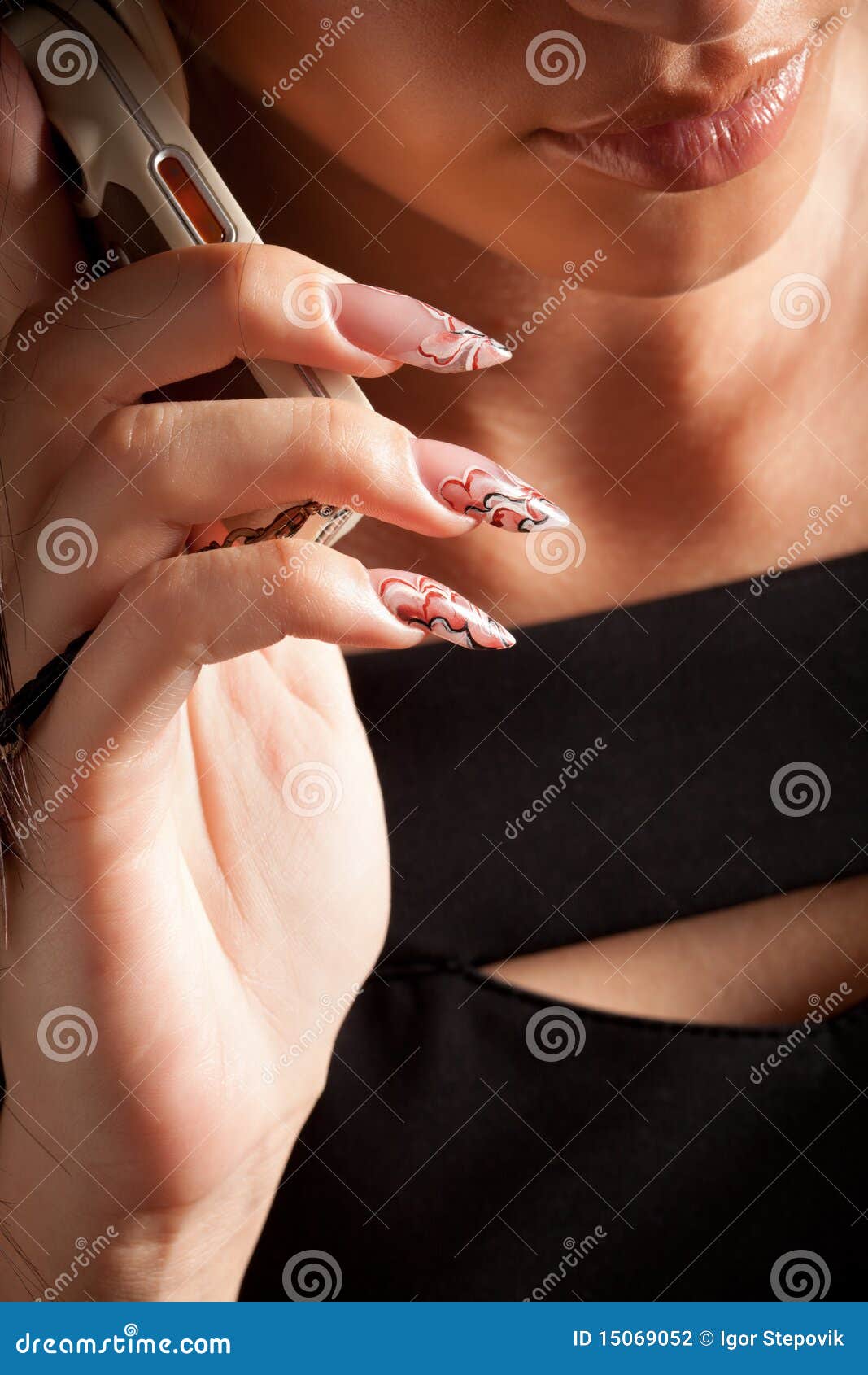 Woman with Beautiful Manicure Call by Phone Stock Photo - Image of ...