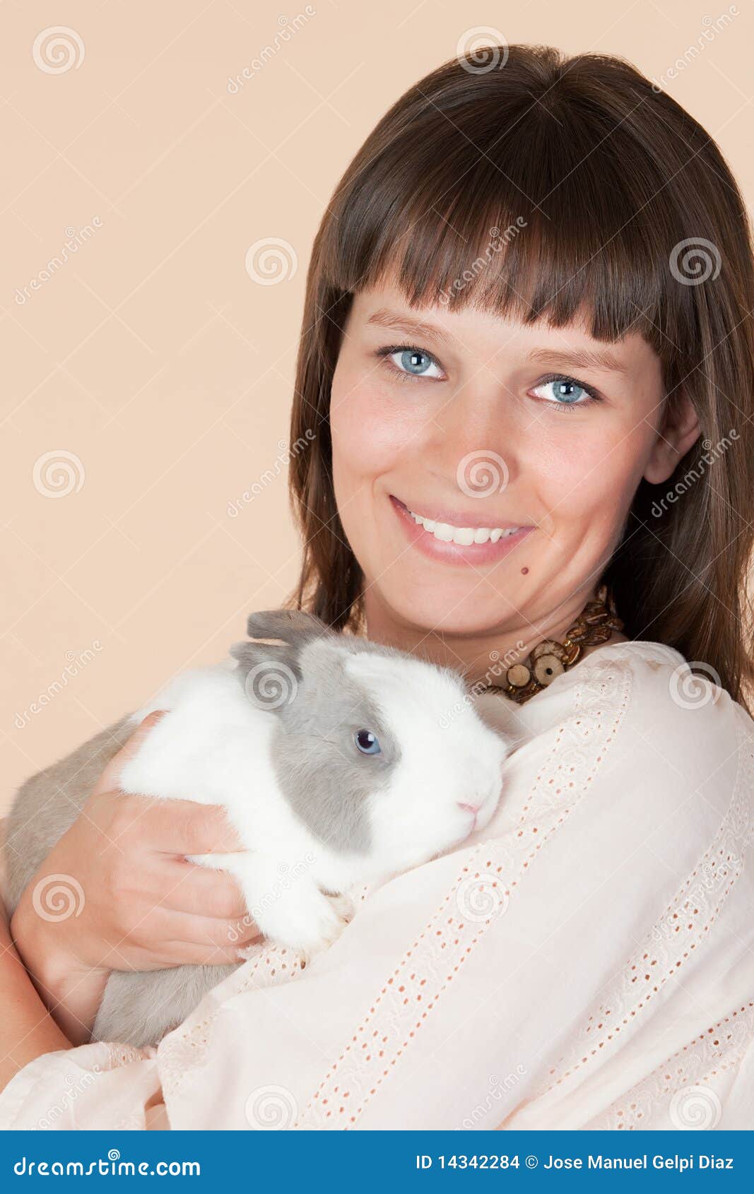 Woman with a Beautiful Rabbit Stock Photo - Image of casual, caucasian ...