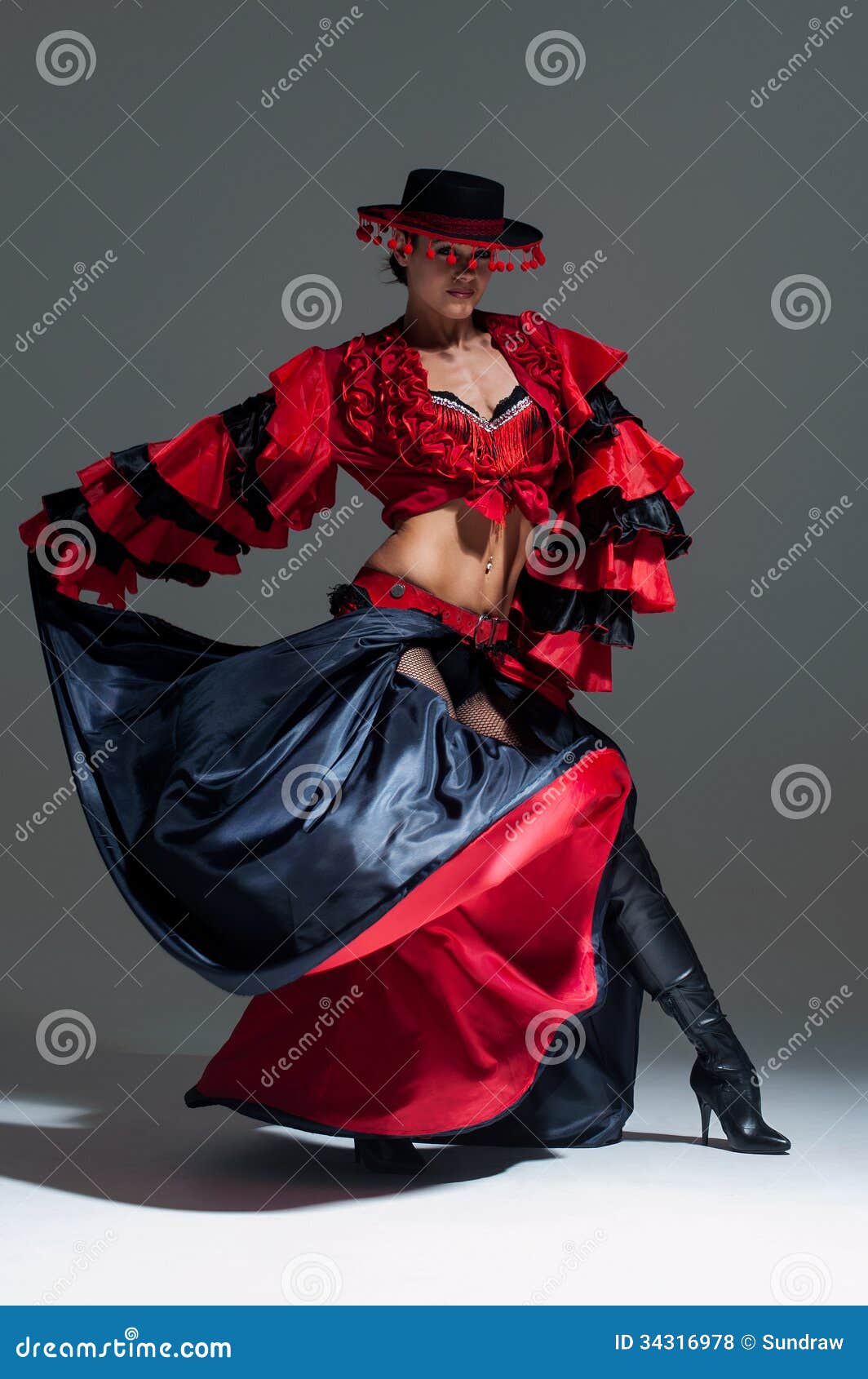 Woman in Beautifull Red Dress Dancing Stock Photo - Image of blond ...