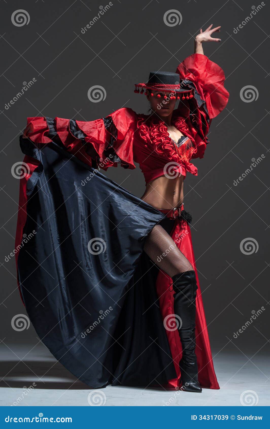 Woman in Beautifull Red Dress Dancing Stock Image - Image of beautiful ...