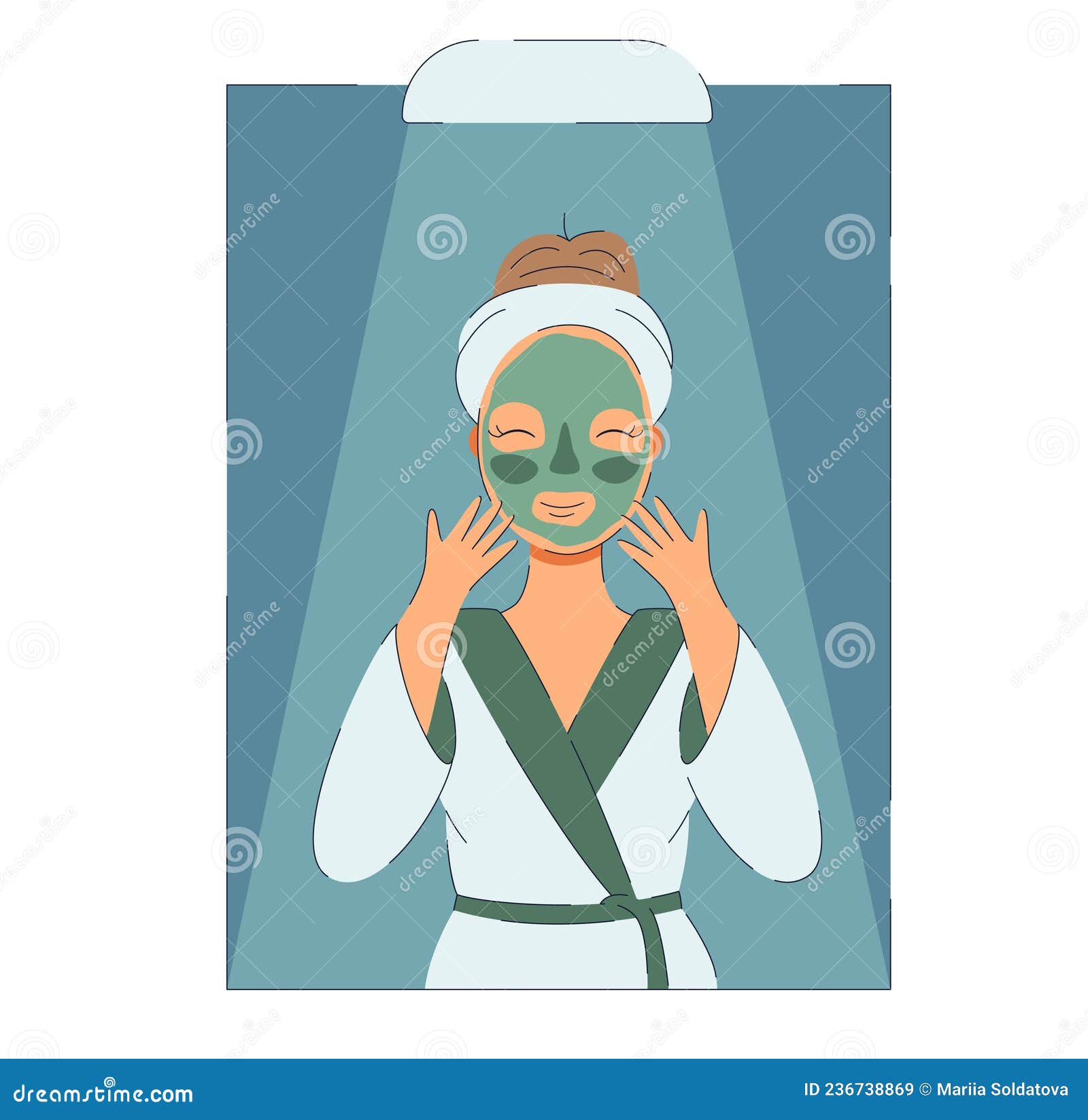 Woman with Beauty Mask on Face Vector Illustration Stock Vector ...