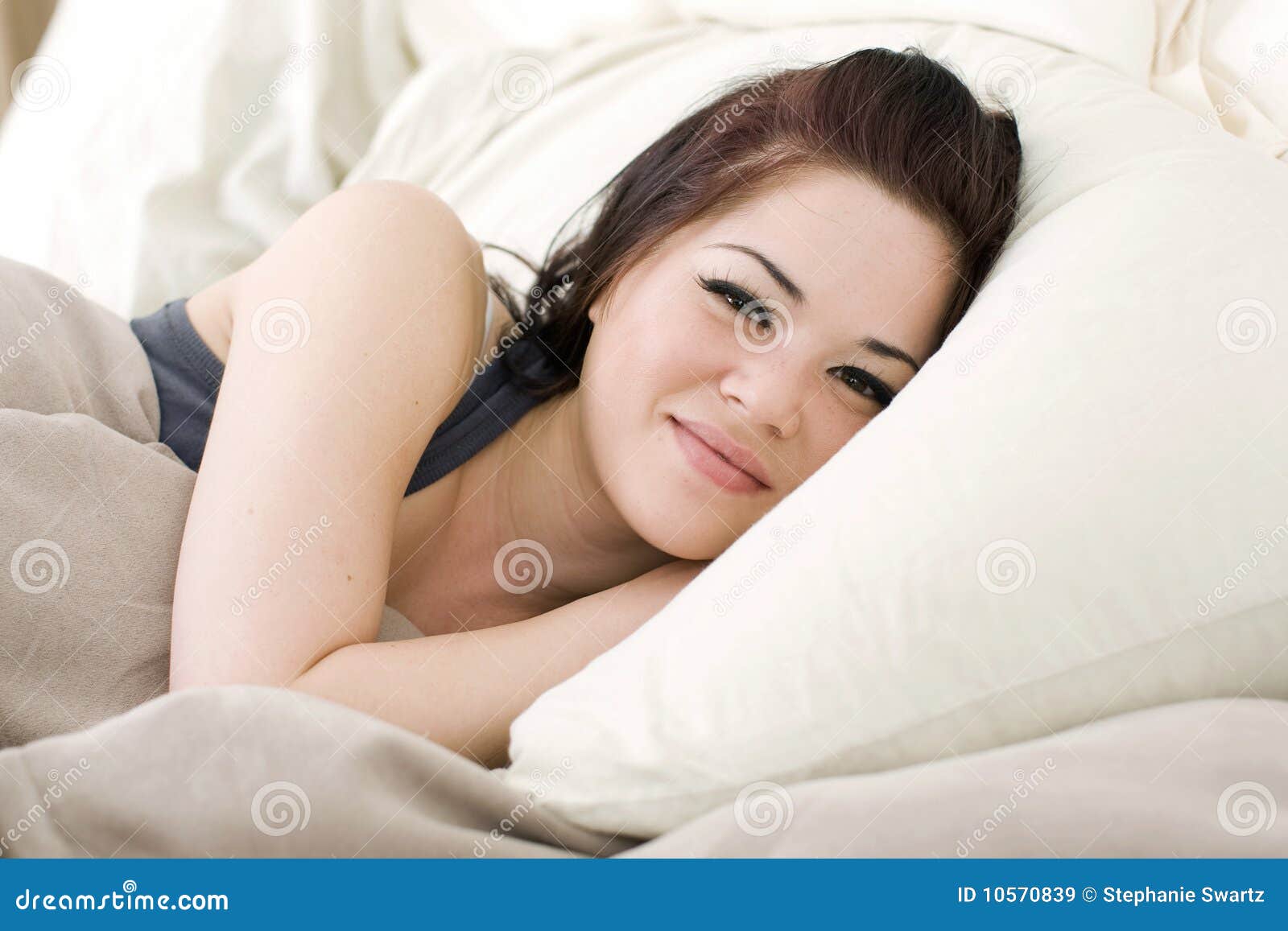 Woman in bed stock image. Image of bedtime, girls, adults - 10570839