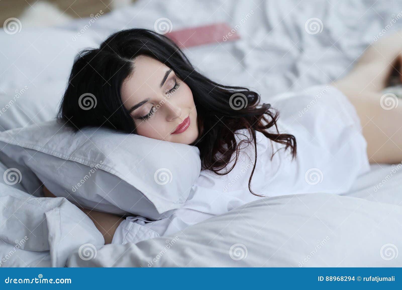 Woman in bed stock photo. Image of healthy, bedroom, sleepy - 88968294