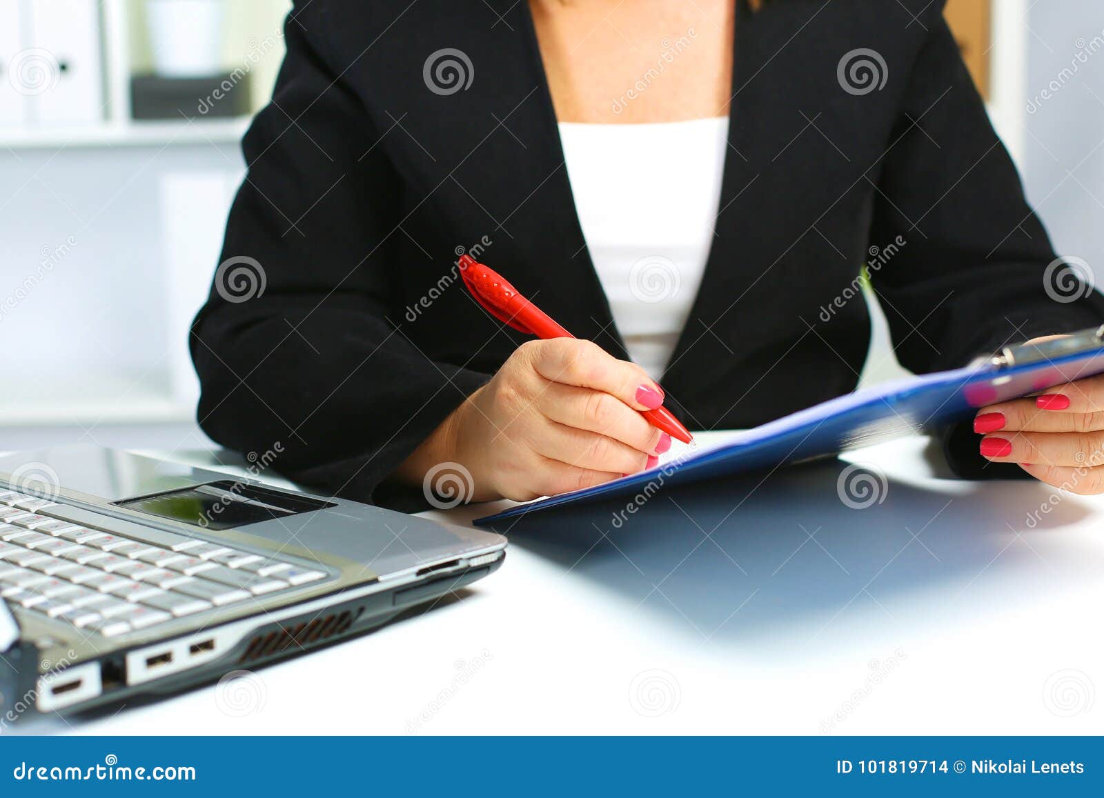 The Woman Behind the Desk in the Office Stock Photo - Image of isolated ...