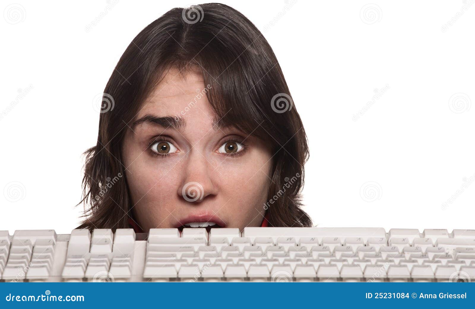 Woman Behind Keyboard stock photo. Image of emotion, messy - 25231084