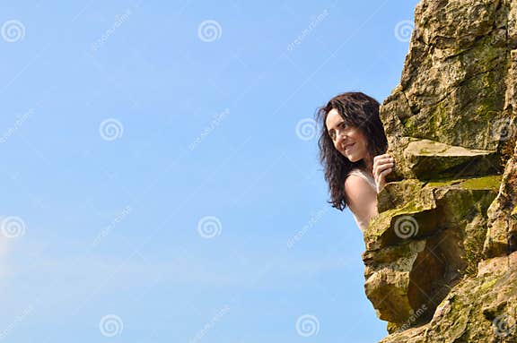 Woman behind rocks stock photo. Image of appearing, hiding - 19493958