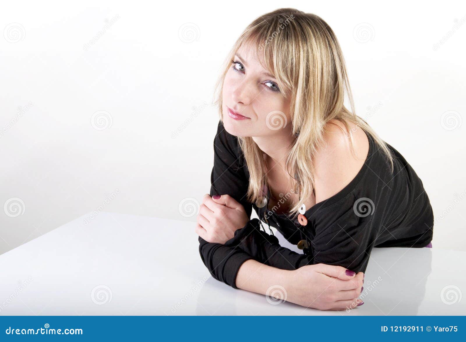 Woman behind the table stock image. Image of human, happiness - 12192911
