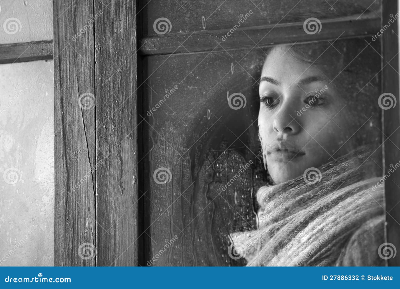 Woman behind window stock photo. Image of beautiful, wool - 27886332