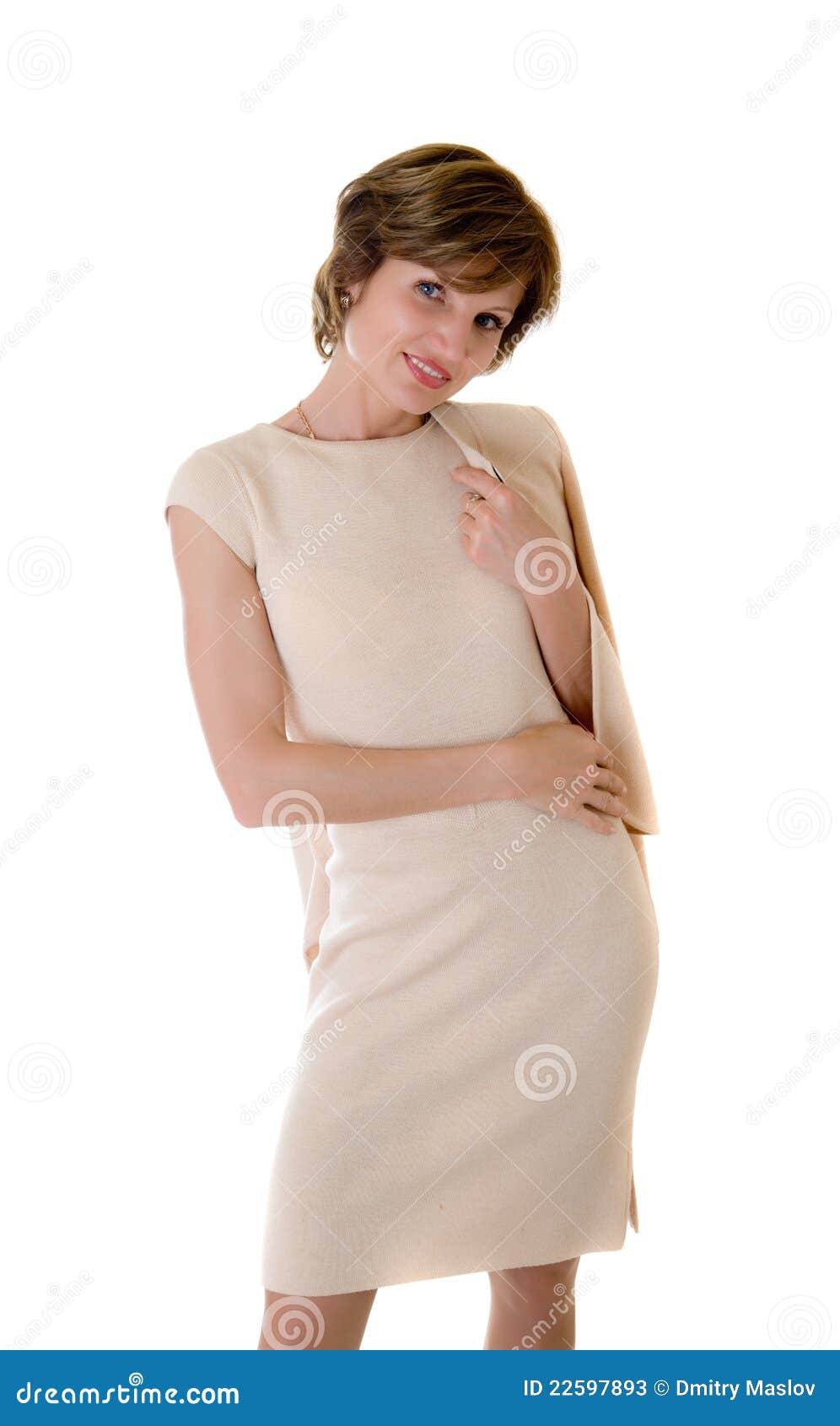 Woman in a beige dress stock image. Image of beige, beautiful - 22597893