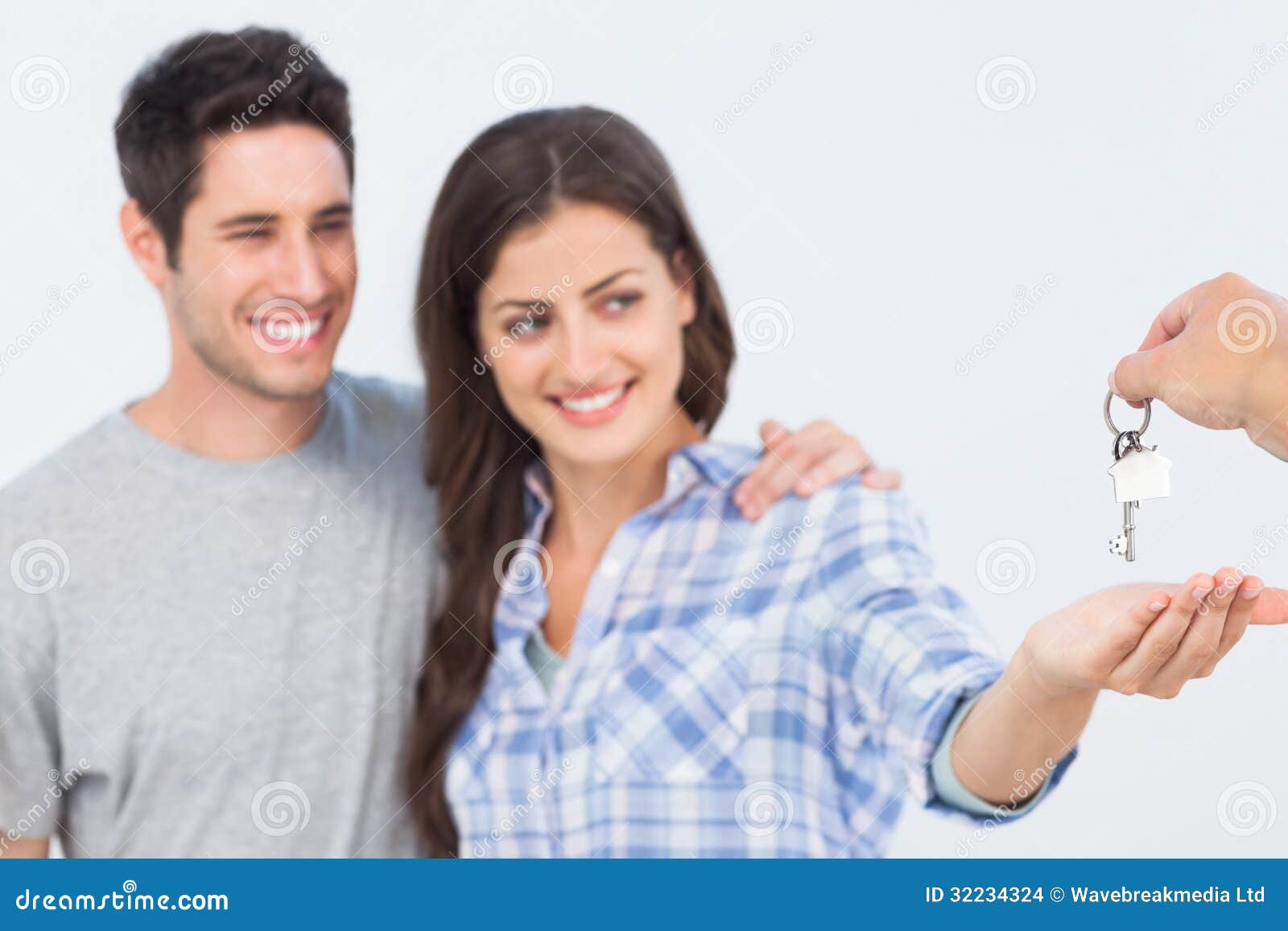 Woman Being Given a House Key Stock Photo - Image of handsome, home ...