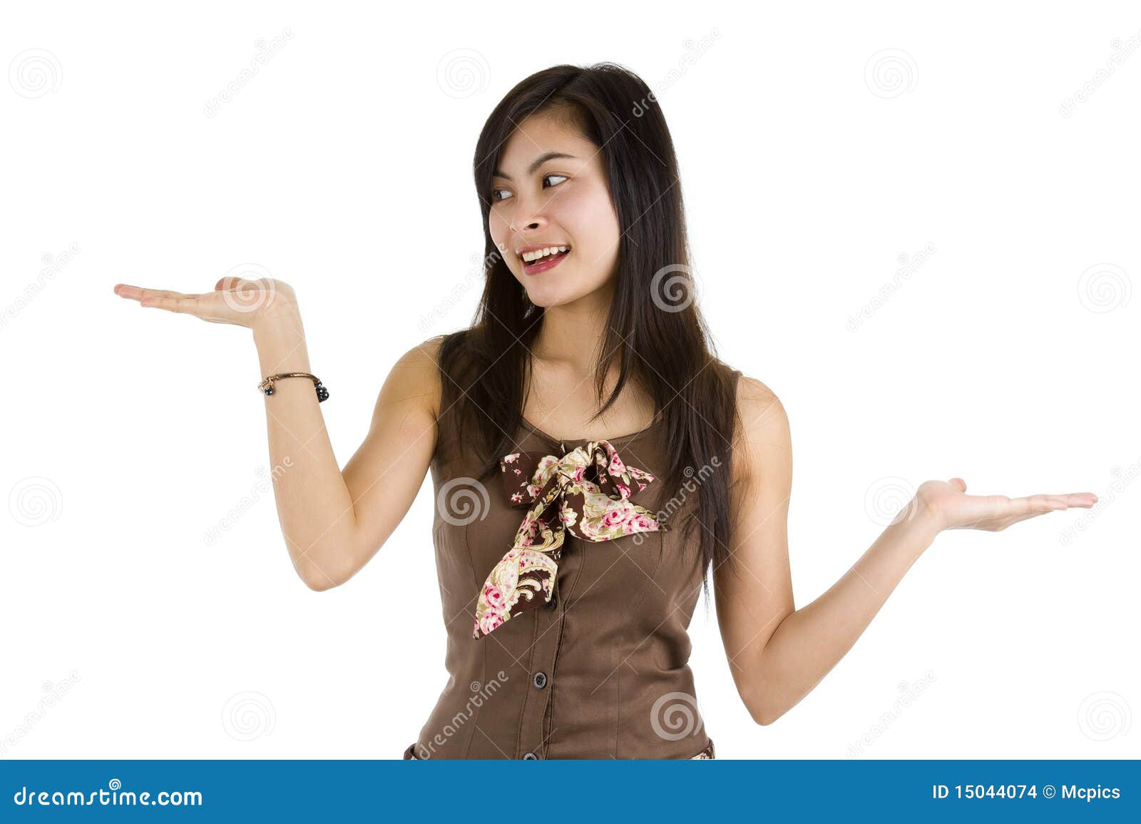 Woman being shilly-shally stock photo. Image of hand - 15044074
