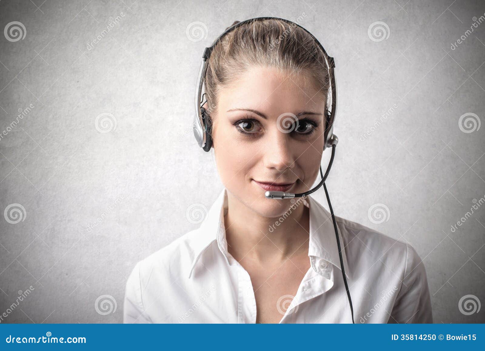 Woman Being a Telephone Operator Stock Photo - Image of copyspace ...