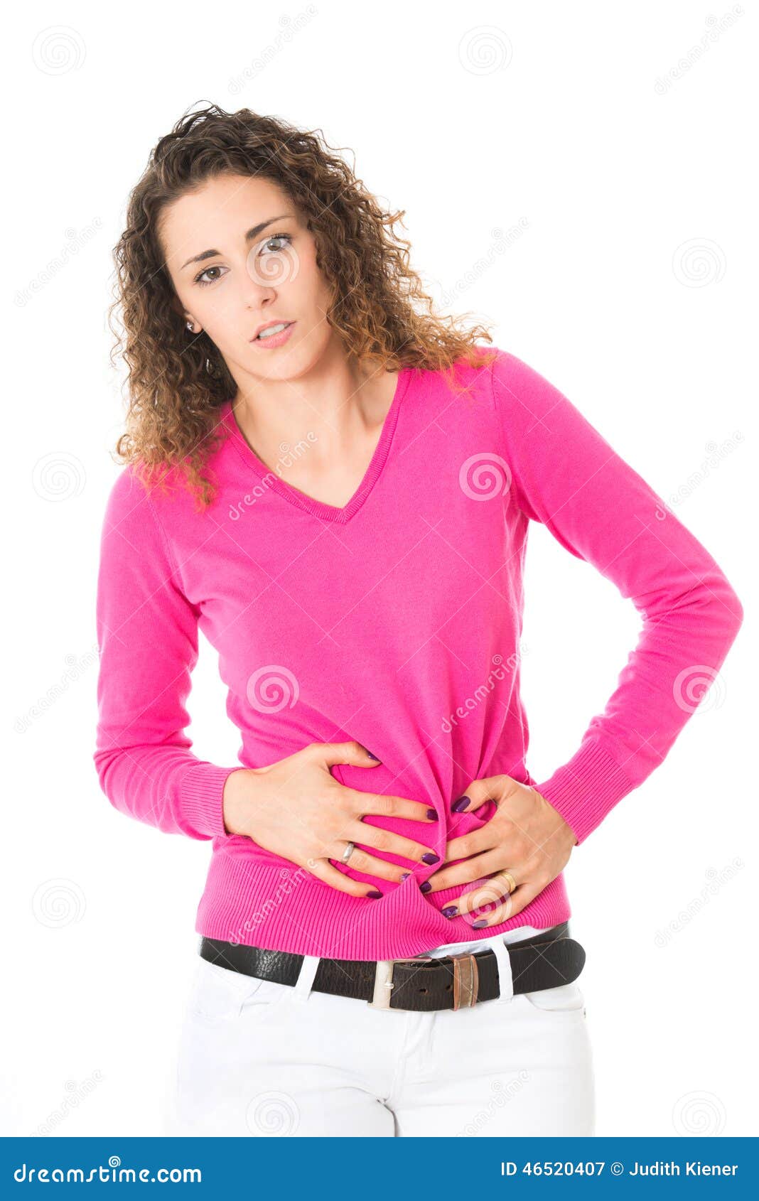 Woman with bellyache stock image. Image of illness, isolated - 46520407