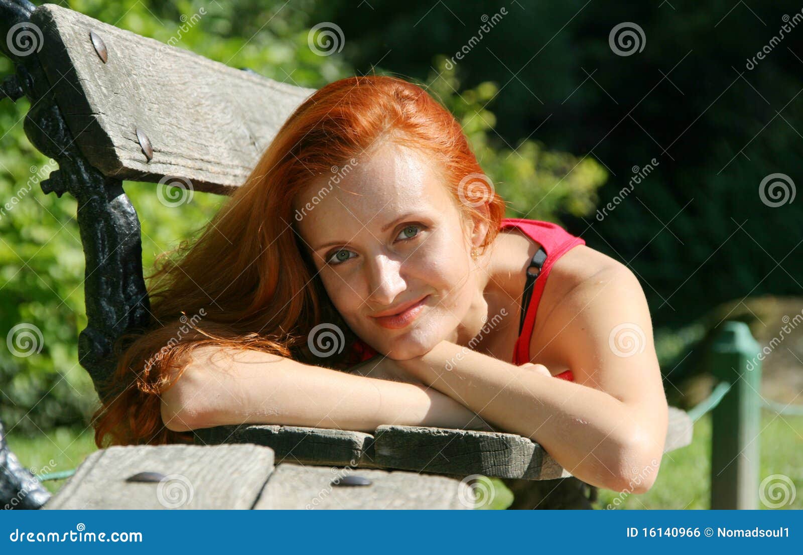 Woman on bench stock photo. Image of lying, enjoyment - 16140966