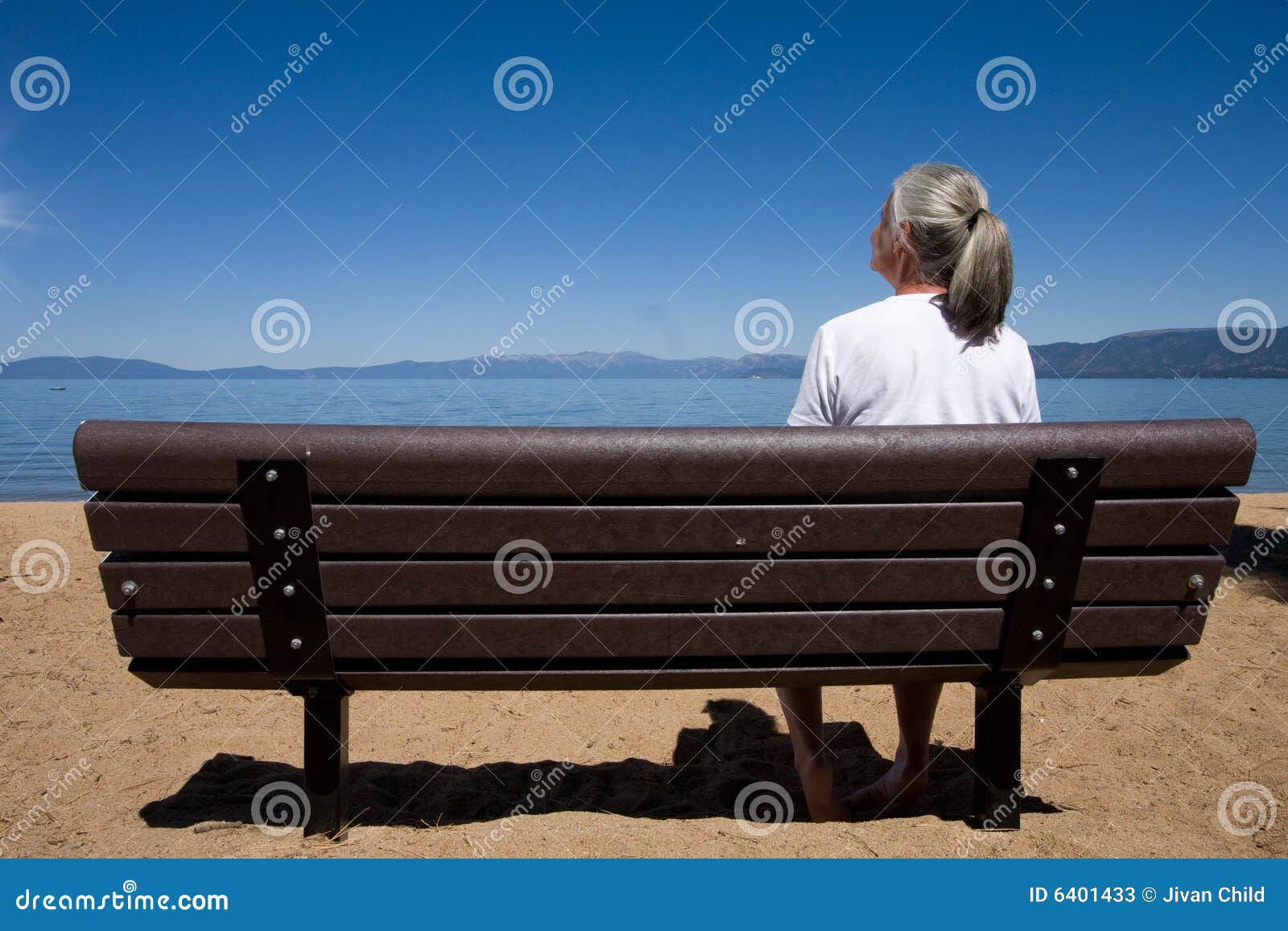 Woman on bench stock image. Image of resting, holding - 6401433