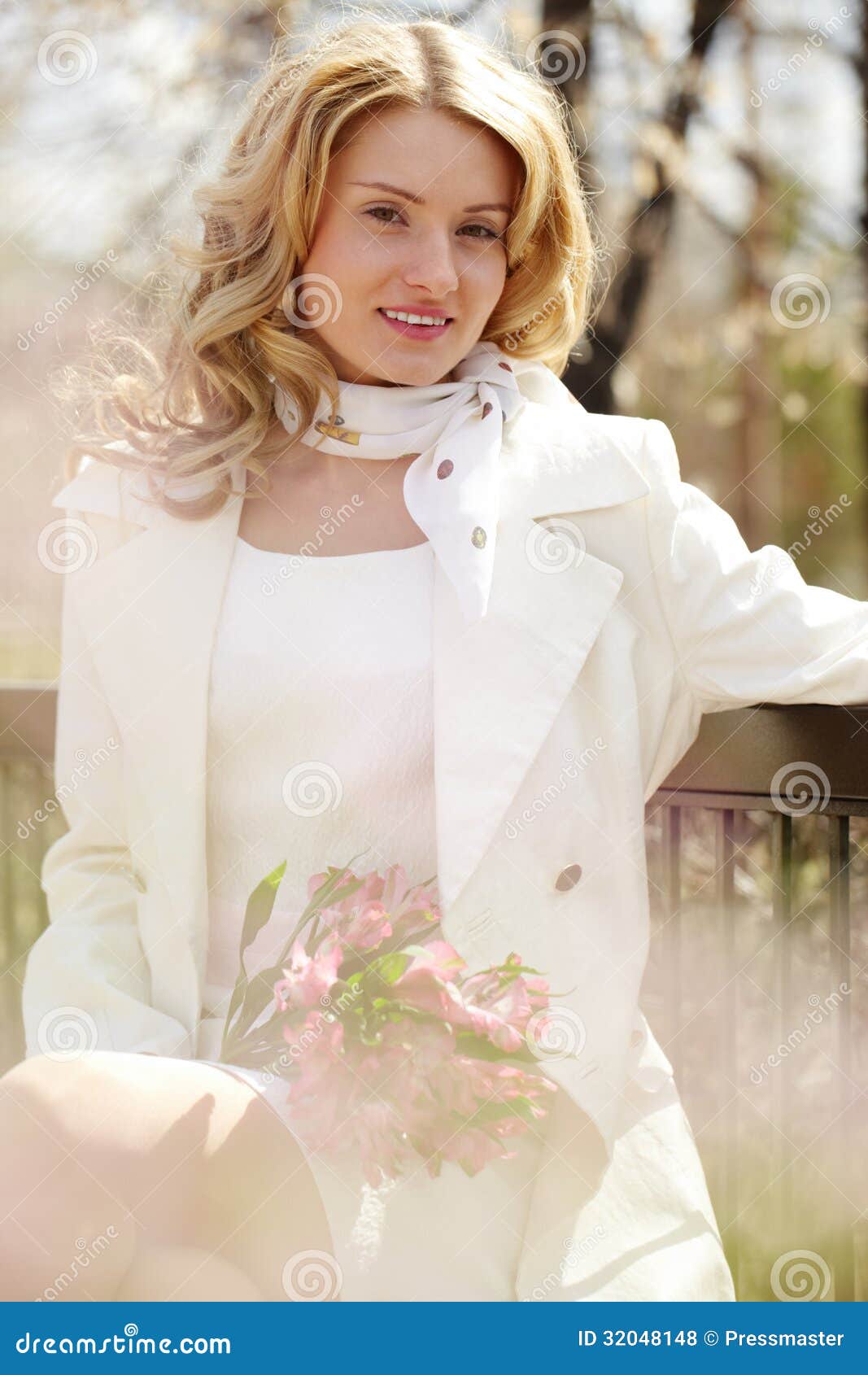 Woman on bench stock photo. Image of lady, fashion, nature - 32048148