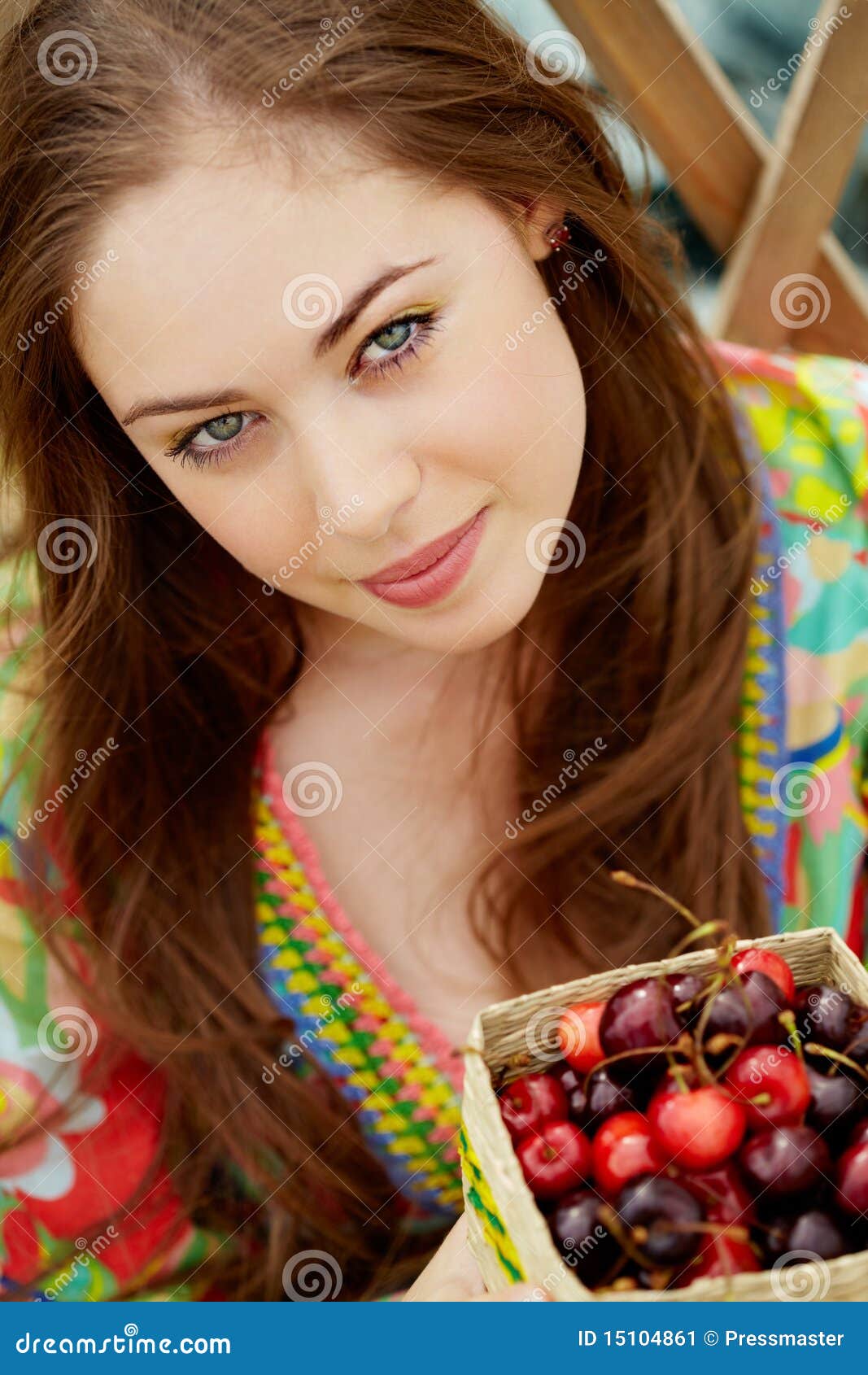 Woman with berries stock image. Image of face, cherry - 15104861