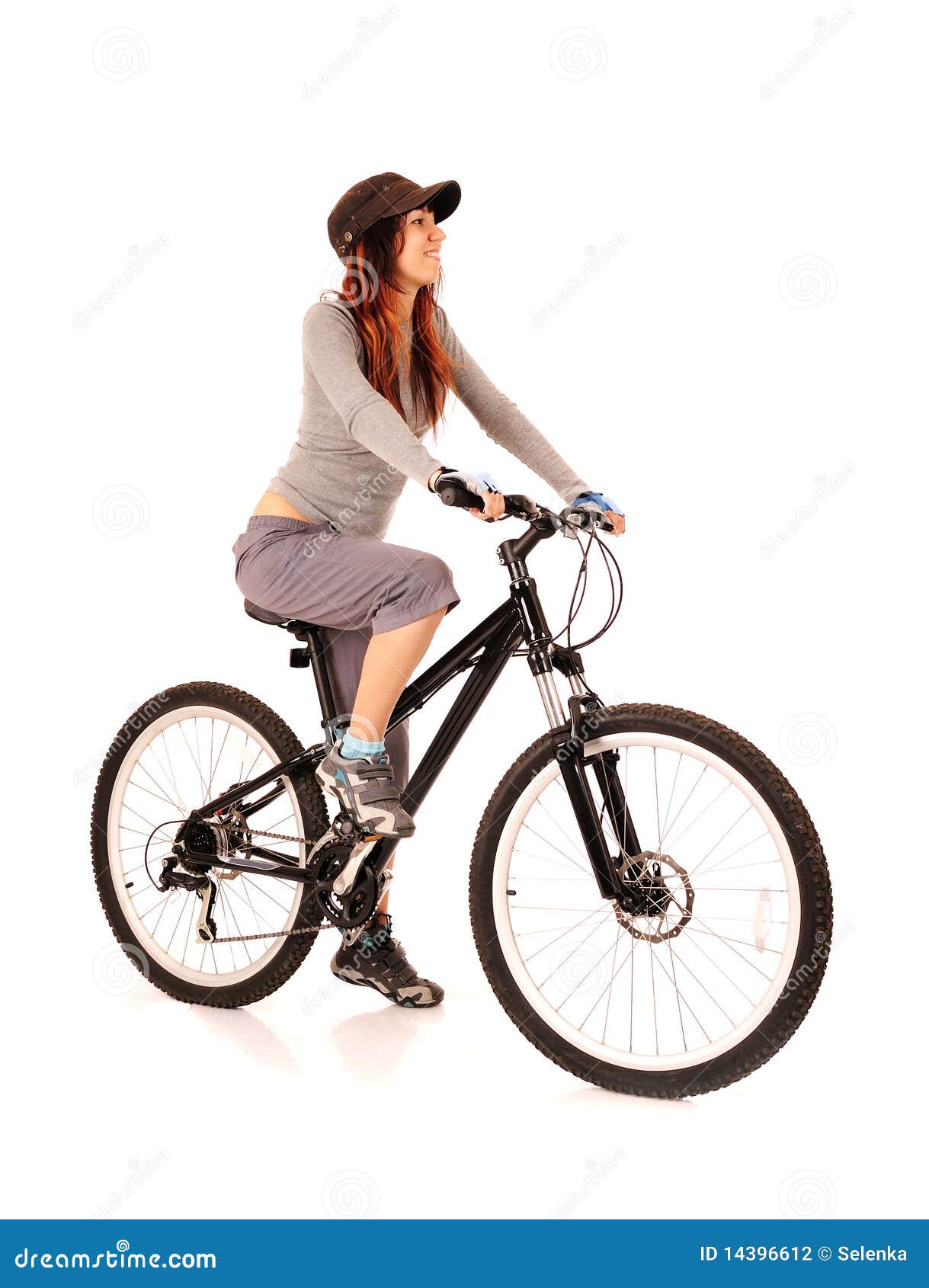 Woman bicyclist stock photo. Image of racer, smile, isolated - 14396612