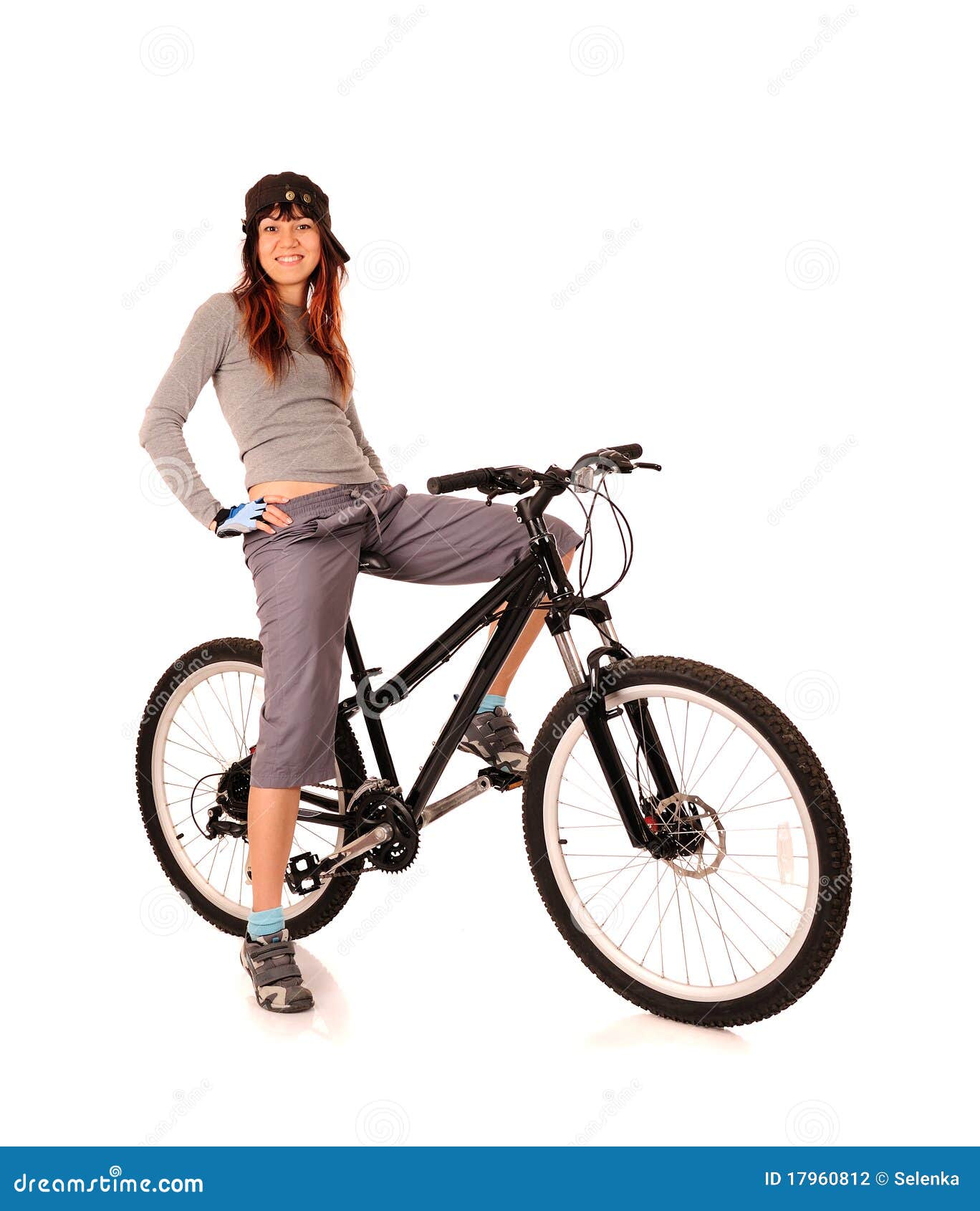 Woman bicyclist stock photo. Image of healthy, isolated - 17960812