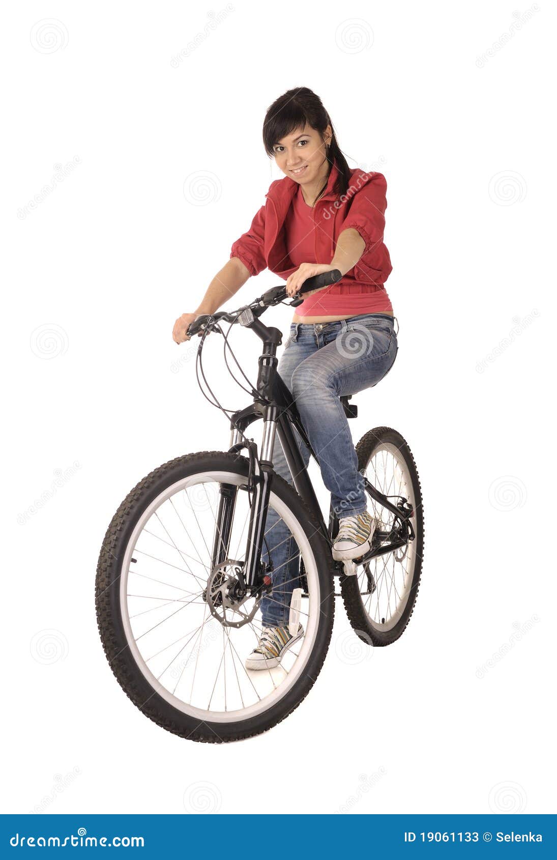 Woman bicyclist stock image. Image of road, isolated - 19061133