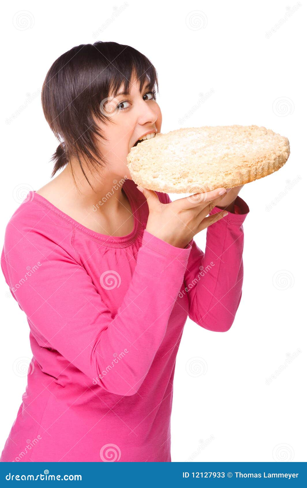 Woman with big cake stock image. Image of smile, dessert - 12127933