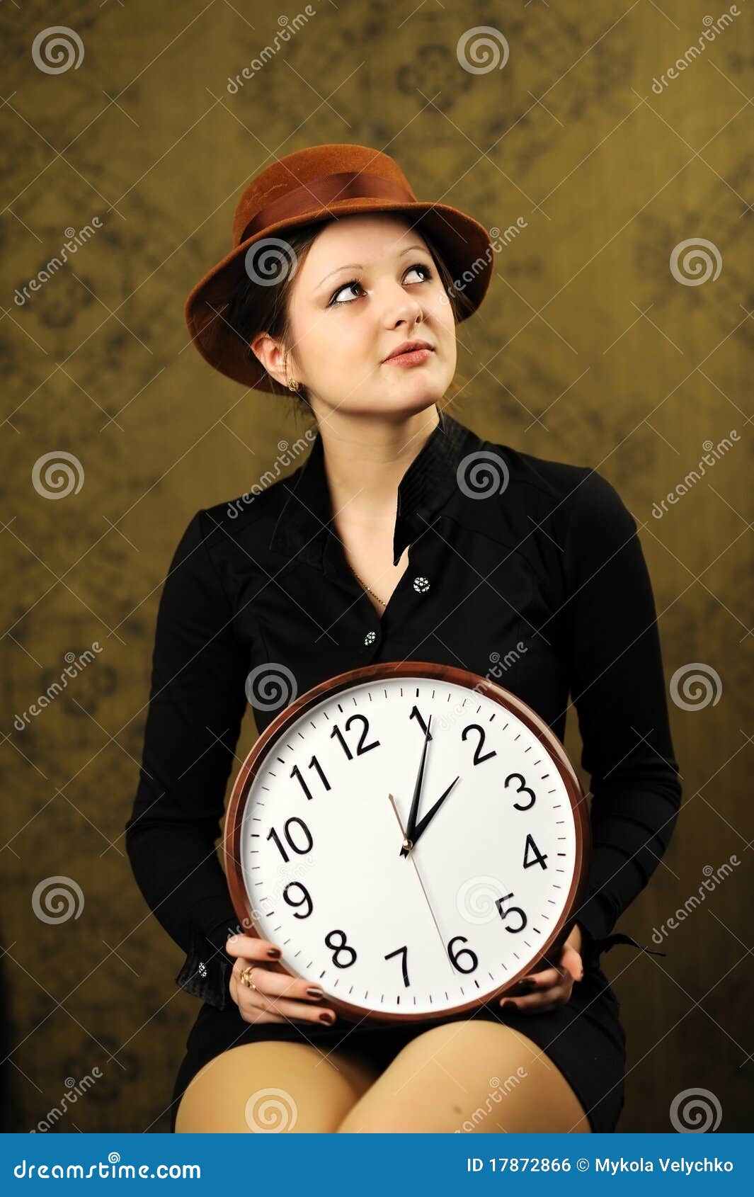 Woman with a big clock stock photo. Image of adult, life - 17872866