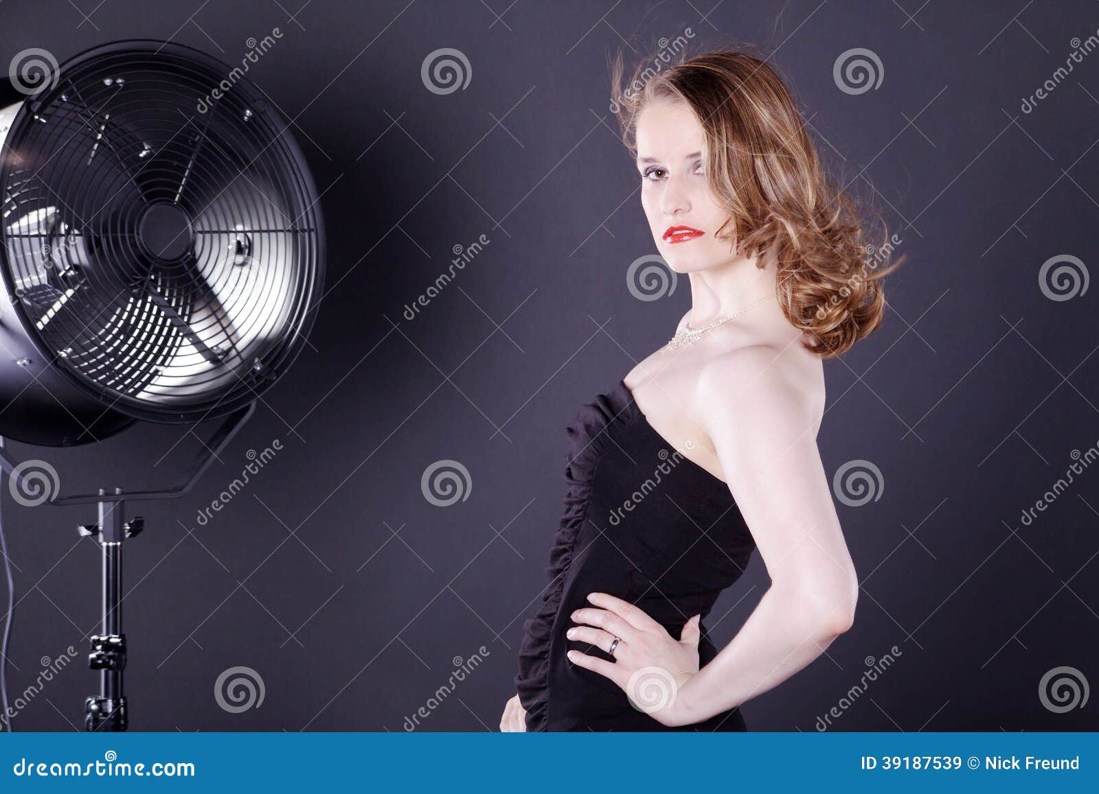 Woman with big fan stock image. Image of climate, casual - 39187539