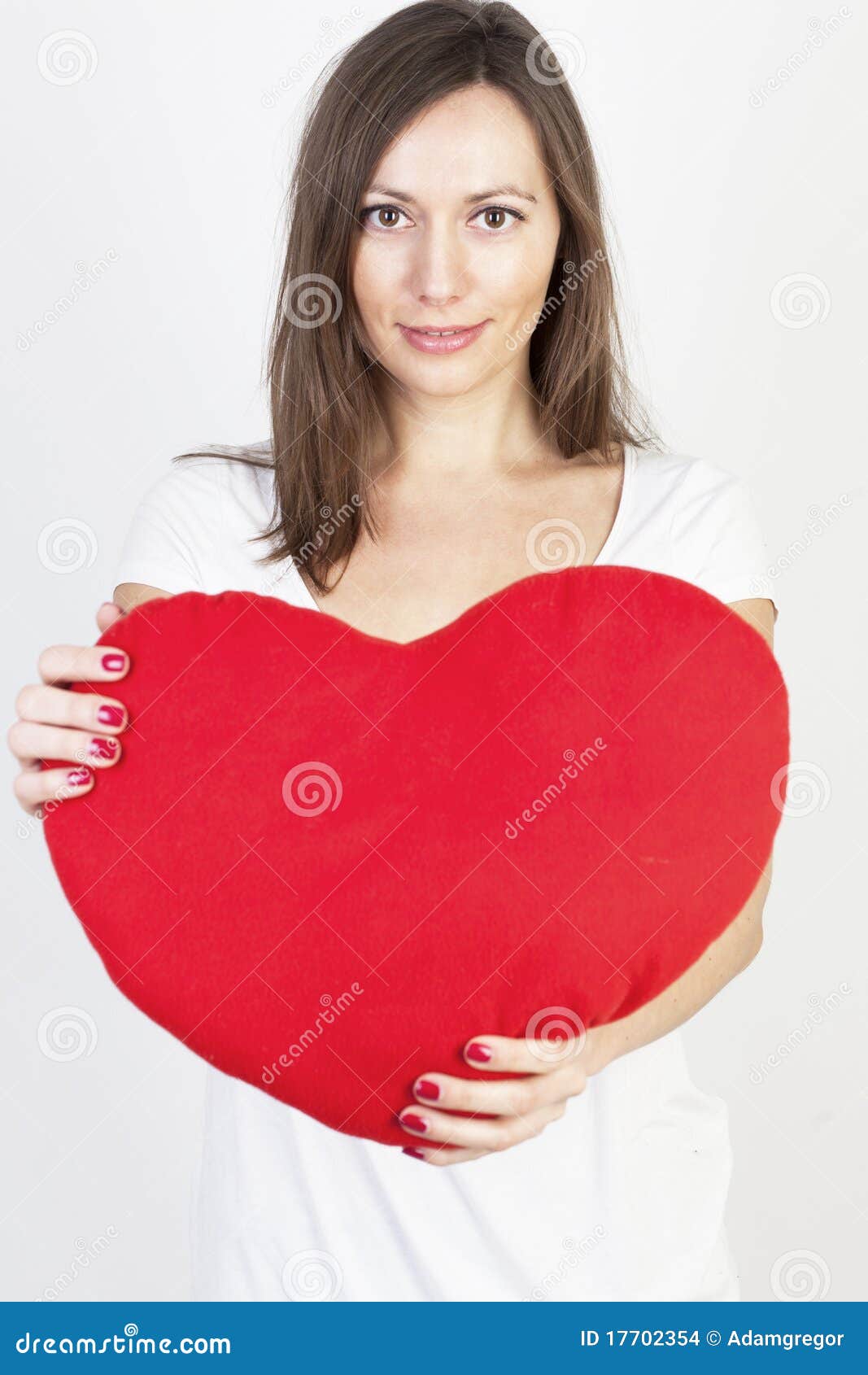 Woman with a big red heart stock photo. Image of eyes - 17702354