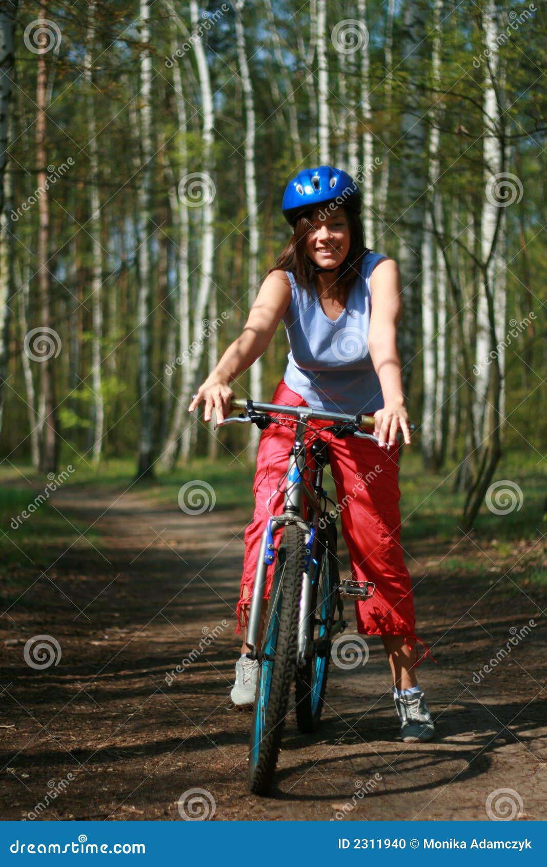 Woman and bike stock photo. Image of bicycle, happiness - 2311940