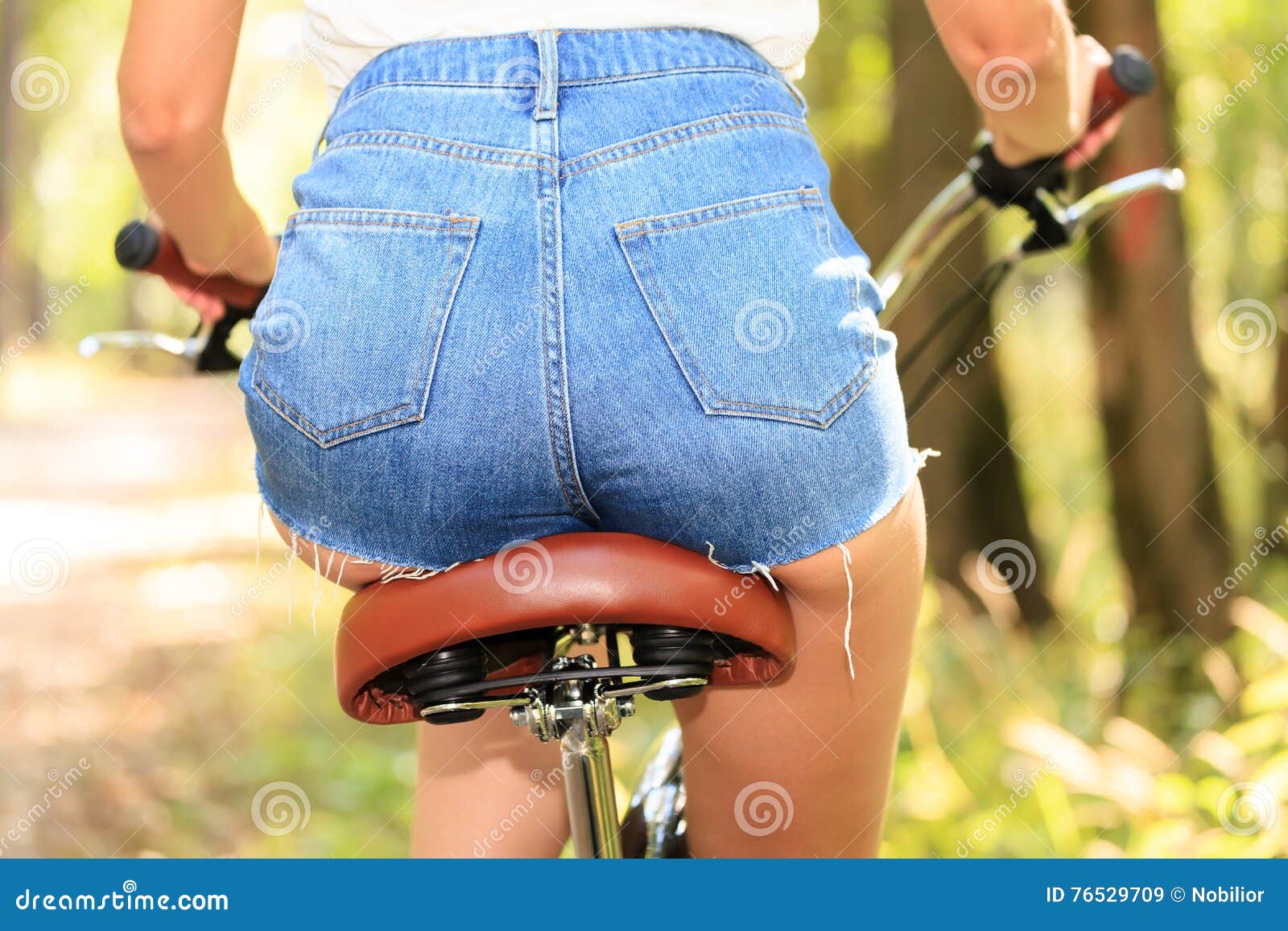 Woman On A Bike Stock Image Image Of Beautiful Gorgeous 76529709