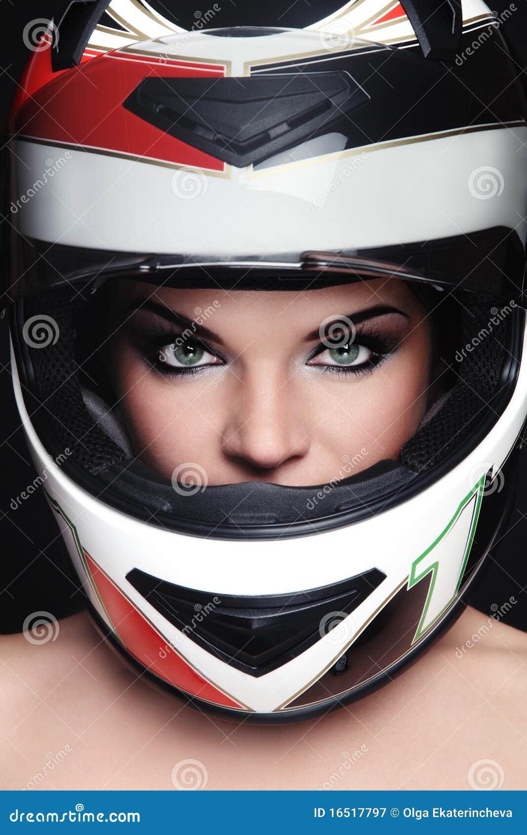 Woman in biker helmet stock image. Image of seductive - 16517797