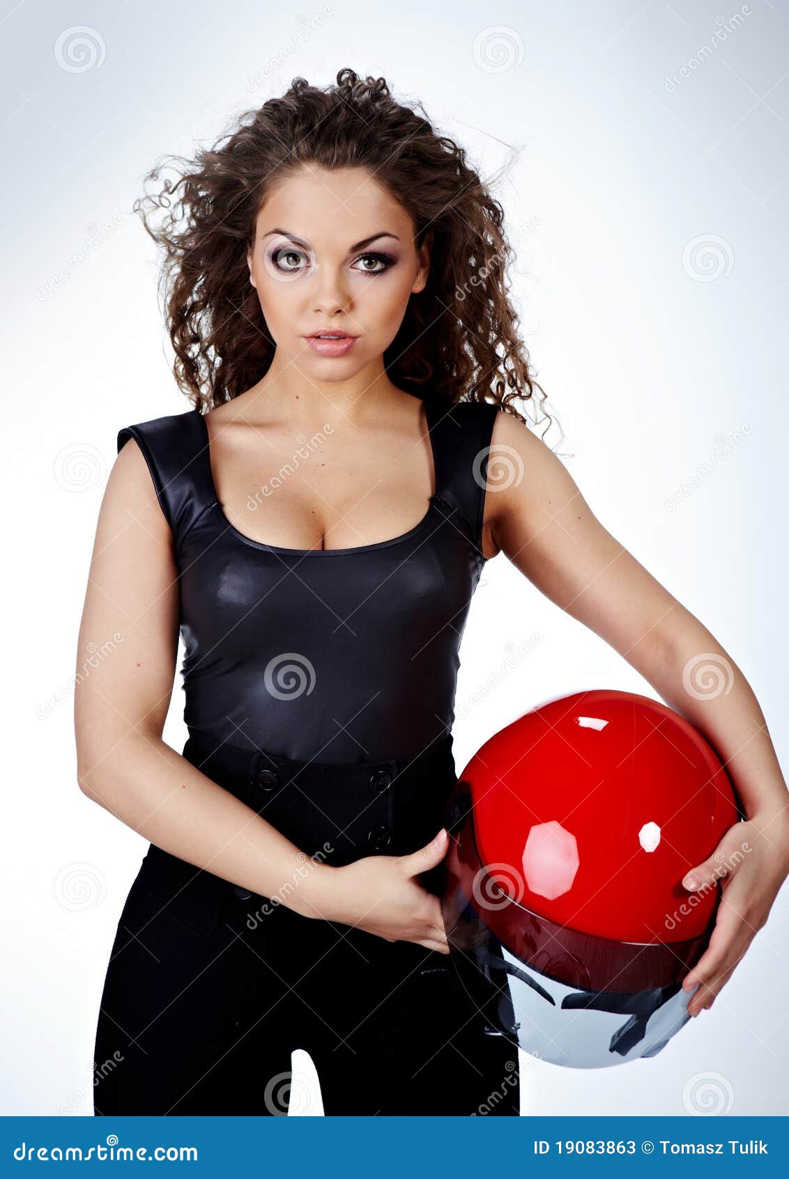 Woman with biker helmet stock image. Image of motorcyclist - 19083863