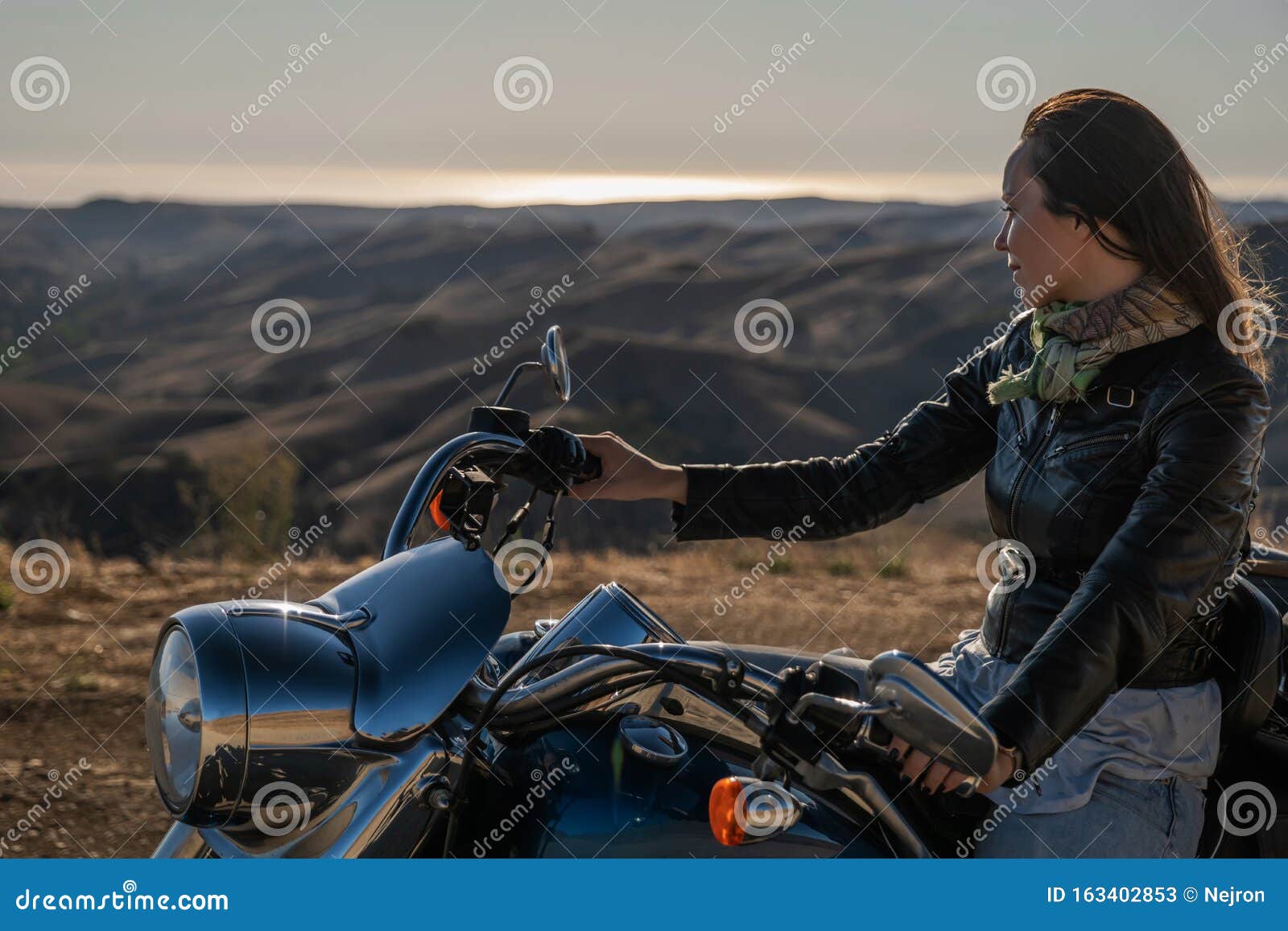 Woman Biker Sitting on Her Motorcycle Editorial Stock Photo - Image of ...