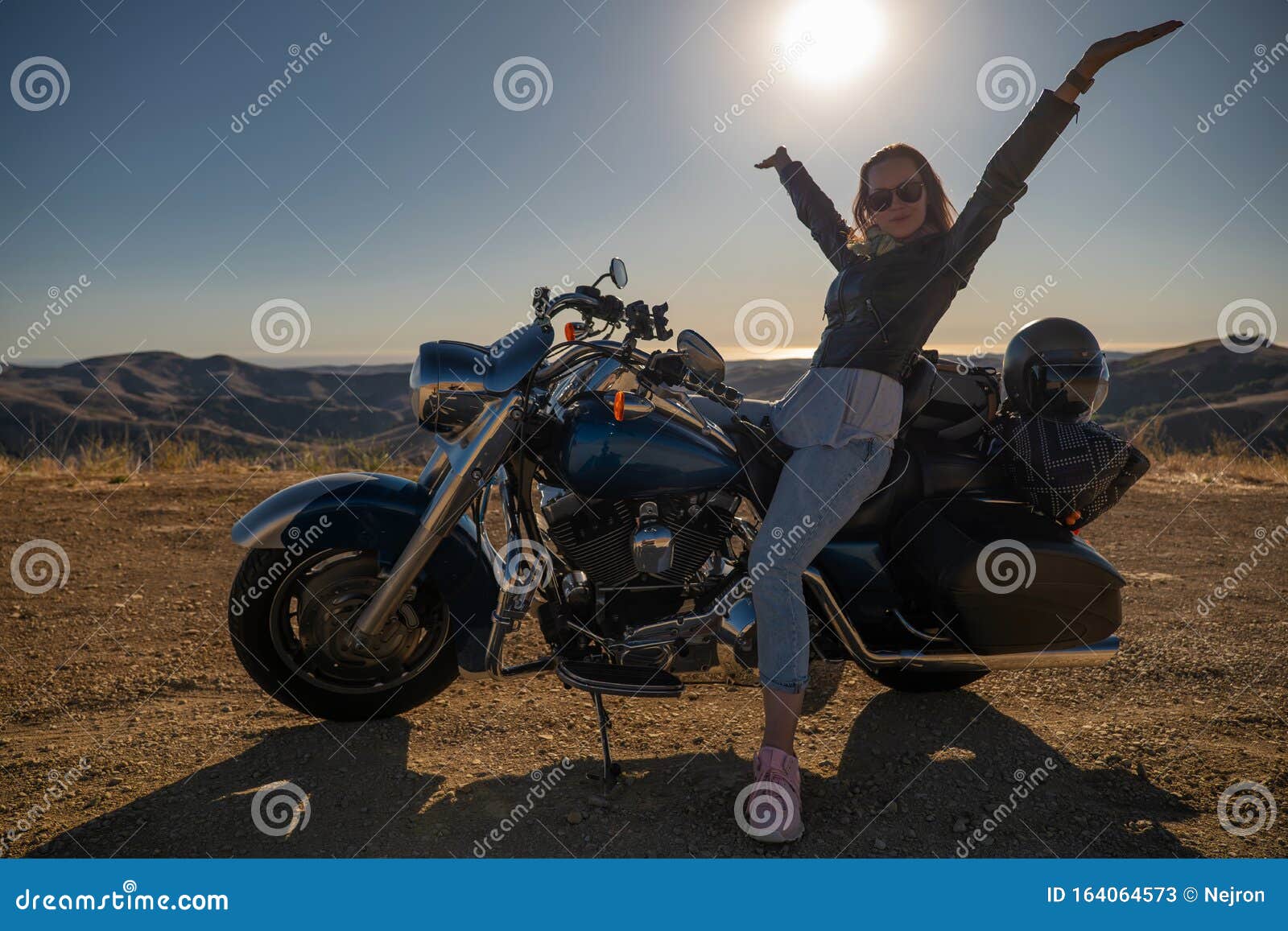 Woman Biker Sitting on Her Motorcycle Stock Image - Image of moto ...