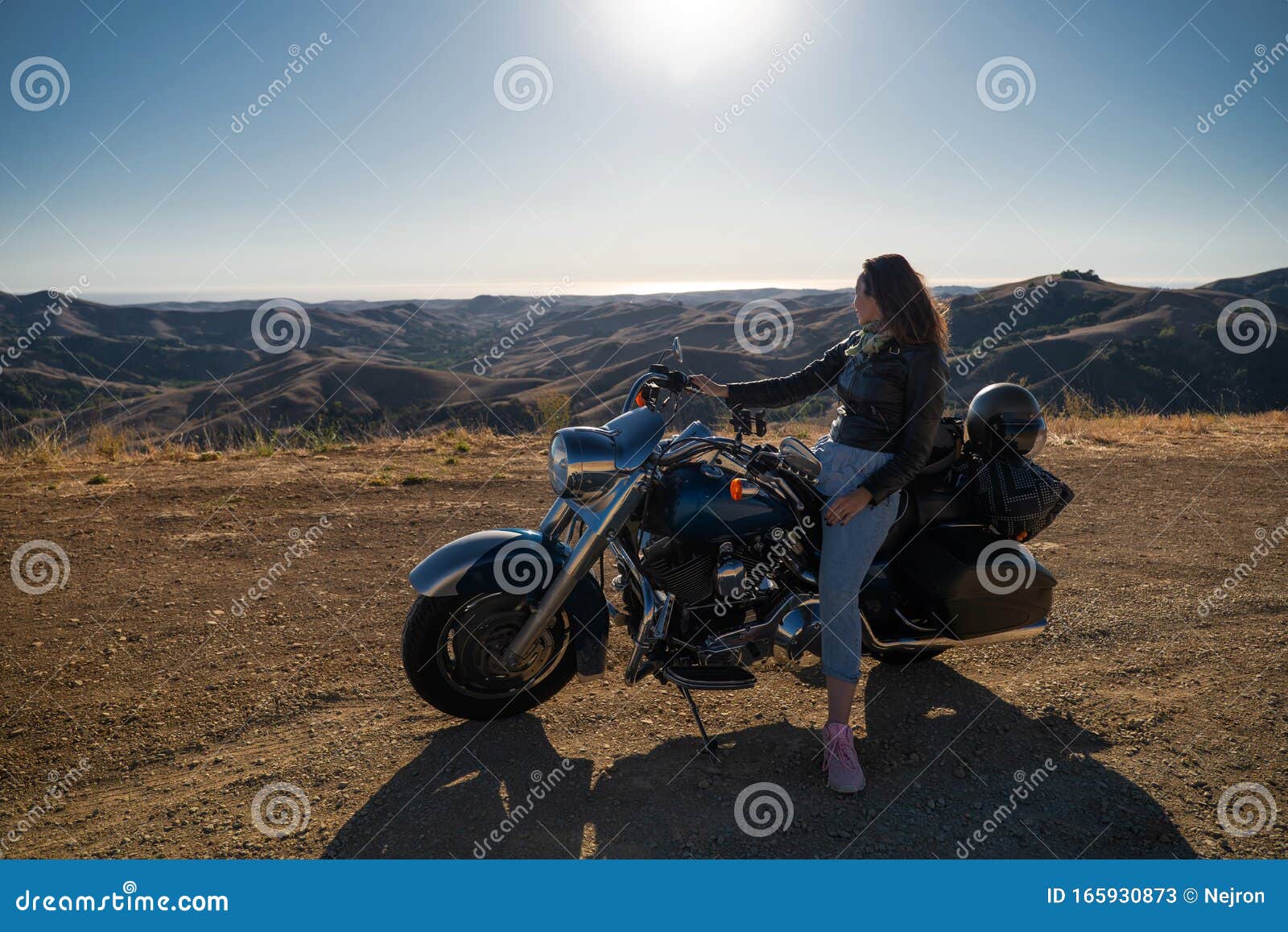 Woman Biker Sitting on Her Motorcycle Stock Image - Image of history ...