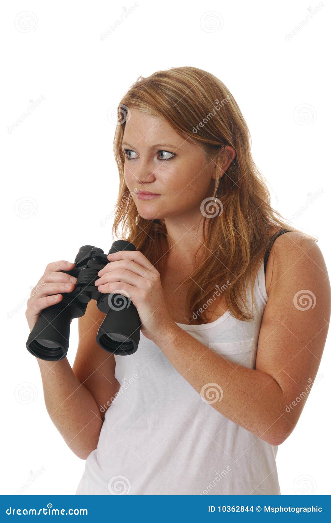 Woman with binoculars stock photo. Image of dress, female - 10362844