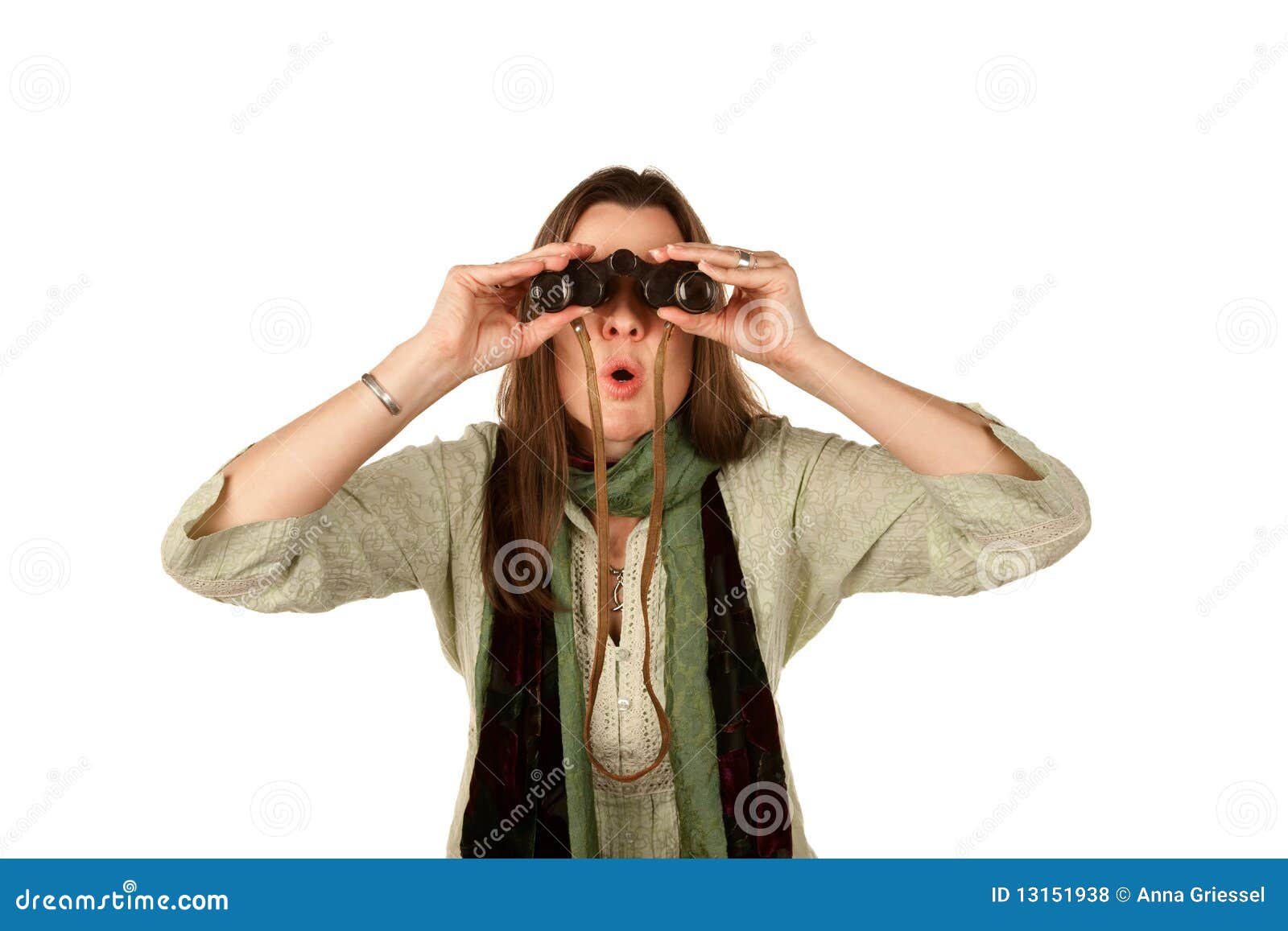Woman with binoculars stock photo. Image of magnify, green - 13151938