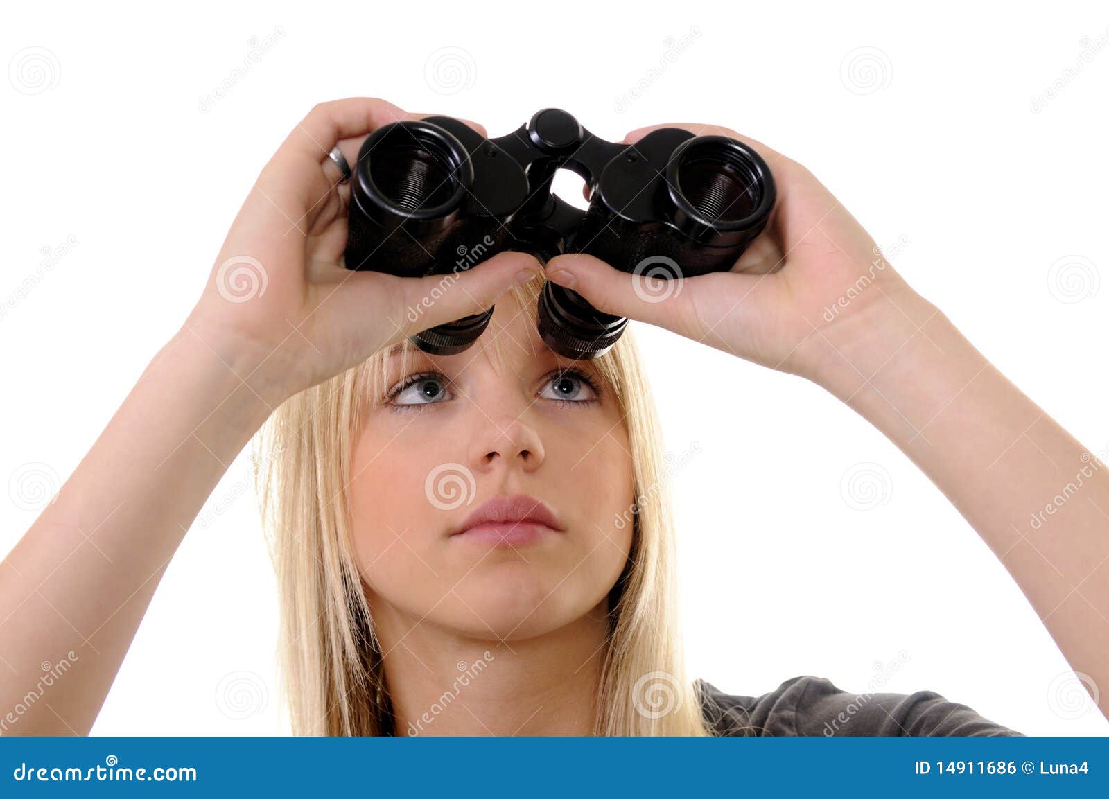 Woman with binoculars stock photo. Image of woman, white - 14911686