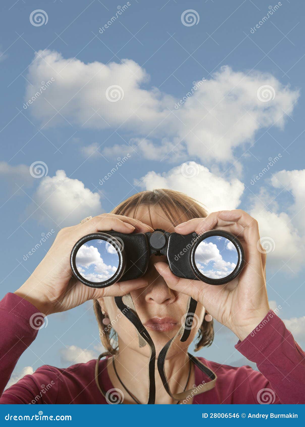 Woman with binoculars stock photo. Image of look, smile - 28006546