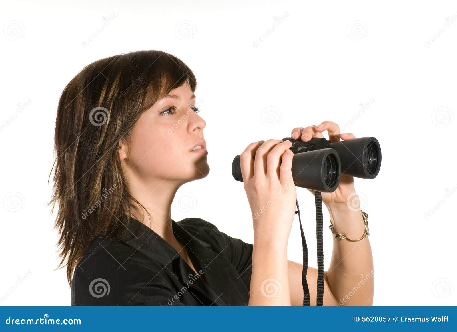 Woman with binoculars stock image. Image of attractive - 5620857