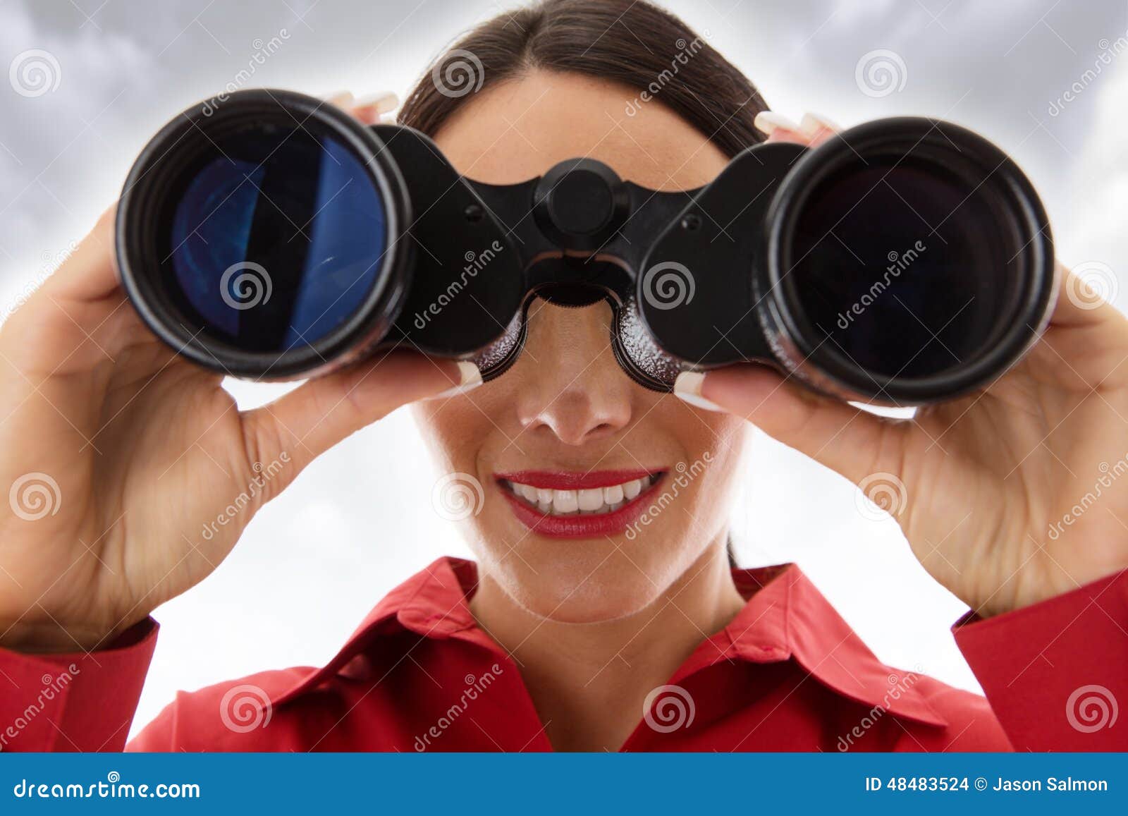 Woman with binoculars stock photo. Image of search, seek - 48483524