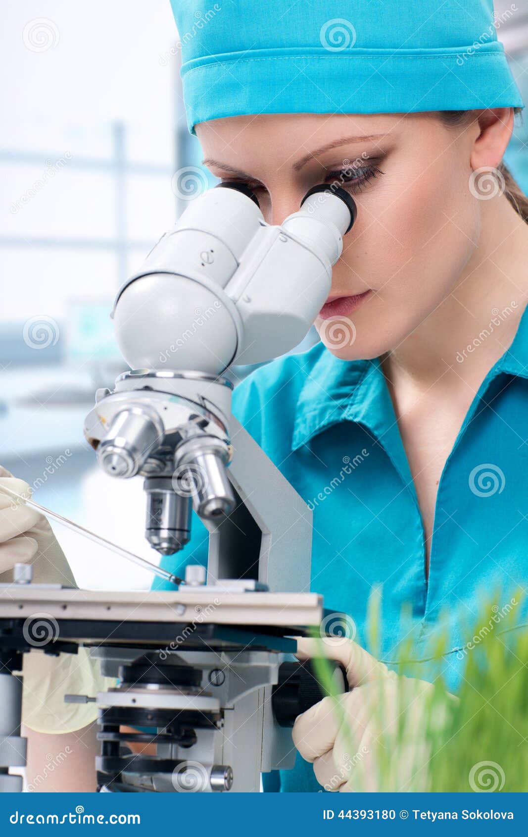 Woman Biologist Working with Microscope Stock Photo - Image of people ...