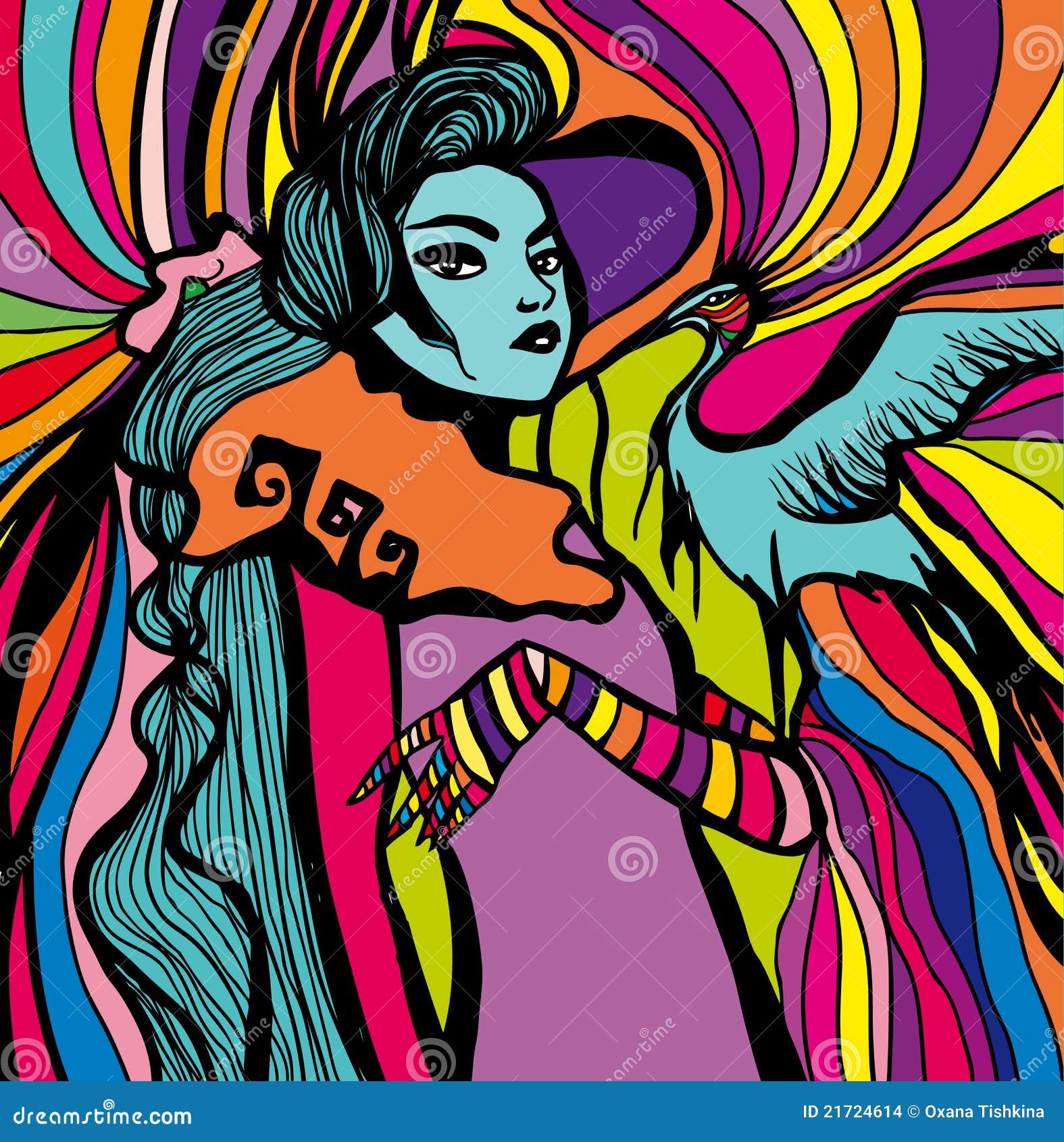 Woman with bird stock vector. Illustration of character - 21724614