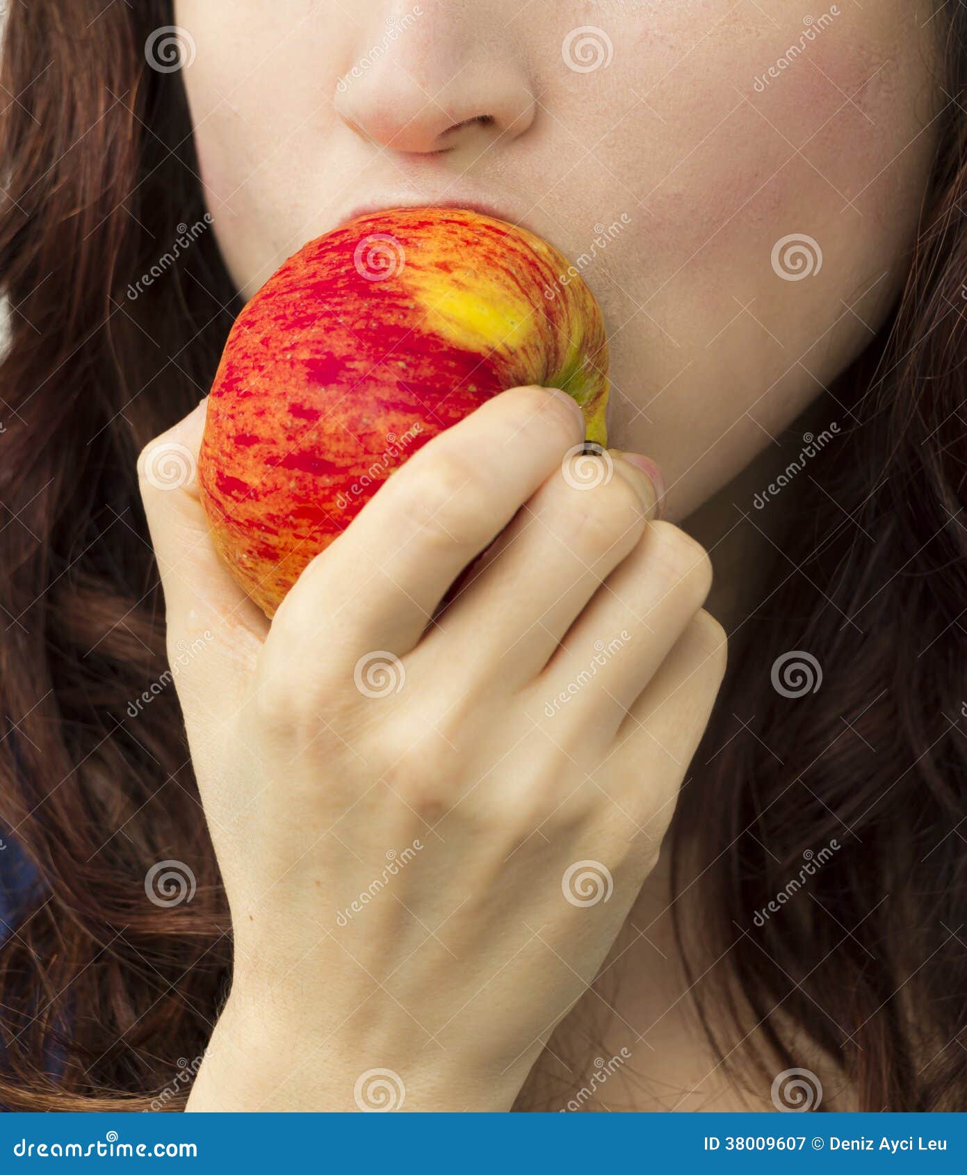 Woman biting an apple stock image. Image of nutritious - 38009607