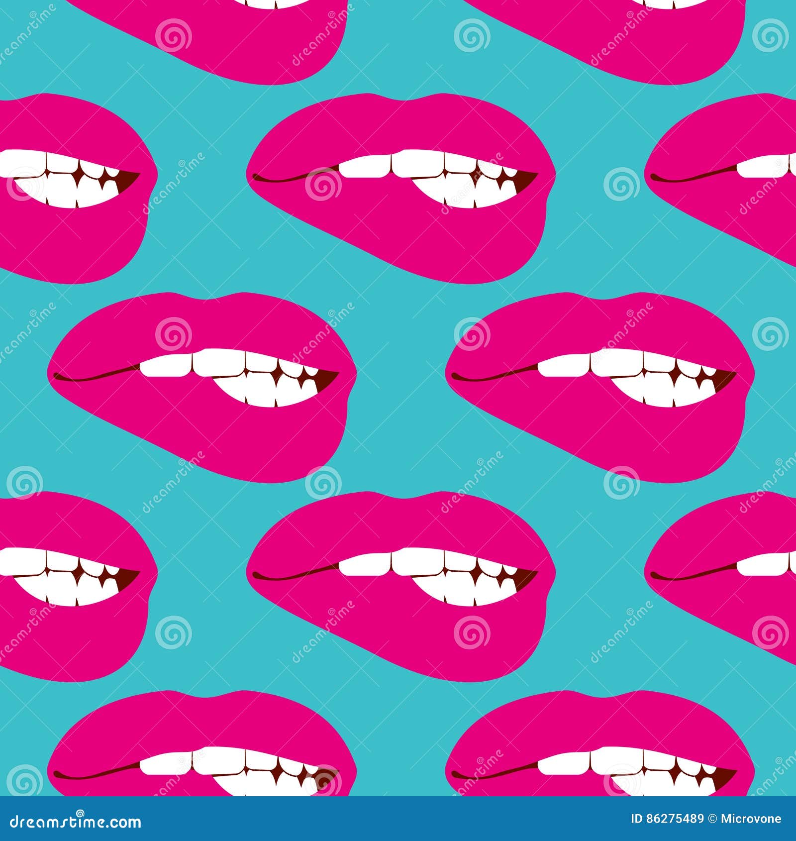 Woman Biting Lip Vector Seamless Pattern Stock Vector - Illustration of ...