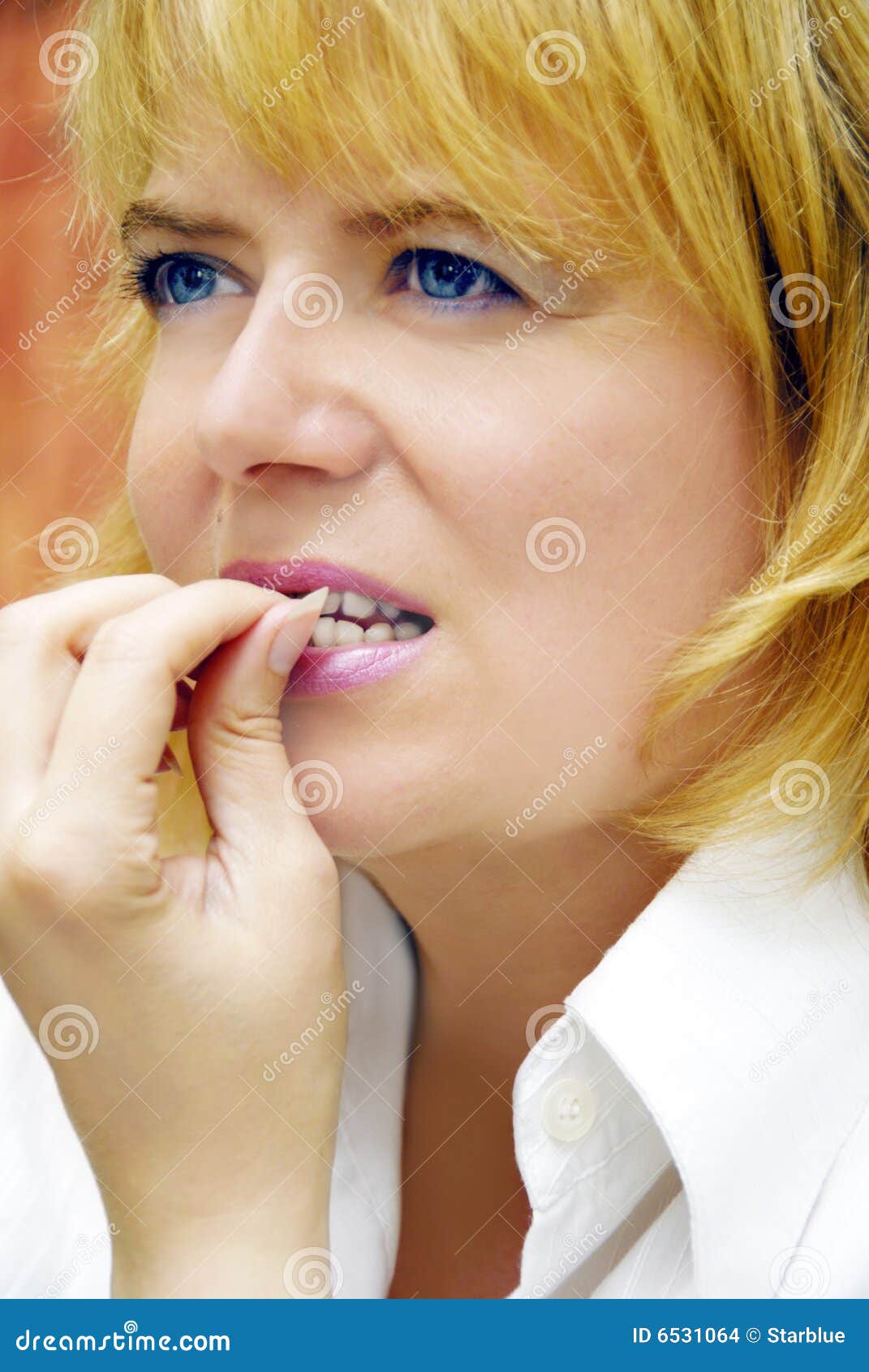 Woman biting nails stock photo. Image of tension, hand - 6531064
