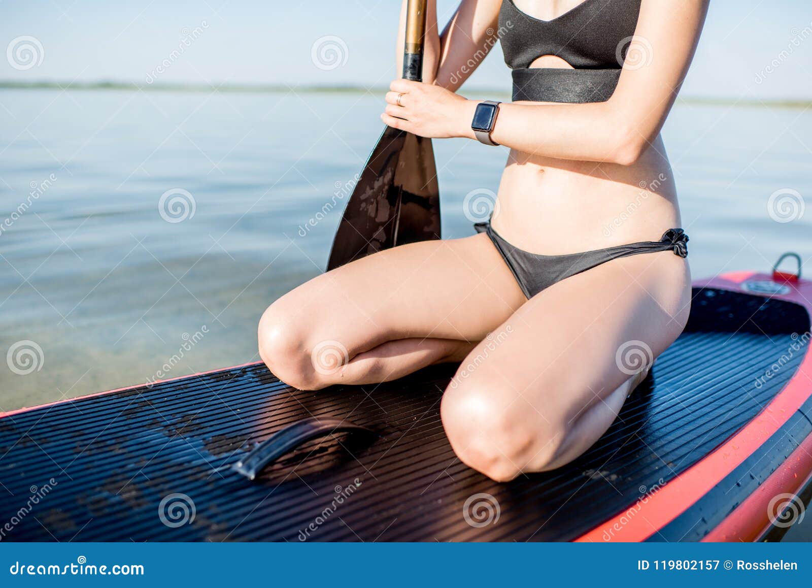 Woman On The Paddleboard Stock Image Image Of Bikini 119802157