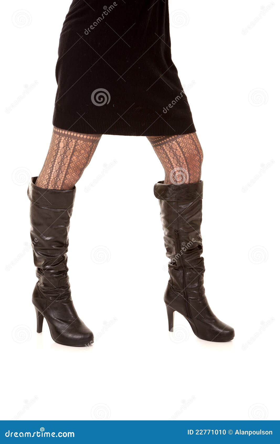 Woman Black Boots Legs Step Stock Photo - Image of beautiful, elegance ...