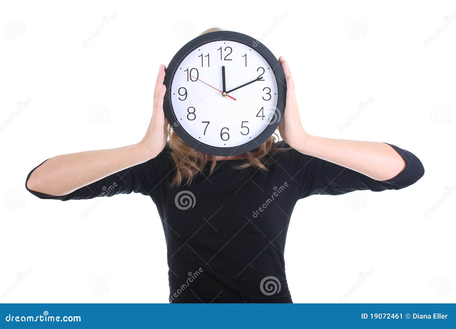 Woman in black with clock stock image. Image of employment - 19072461