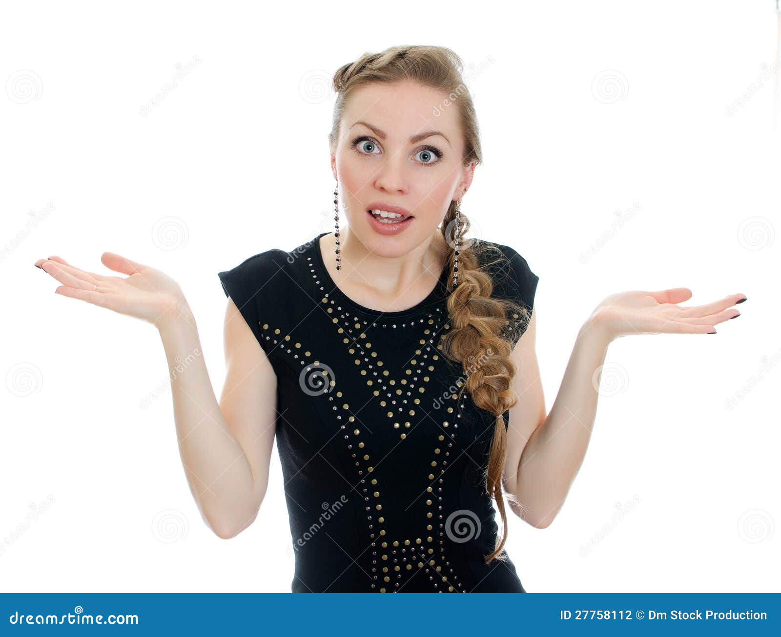Woman in Black Dress Misunderstanding. Stock Photo - Image of ...